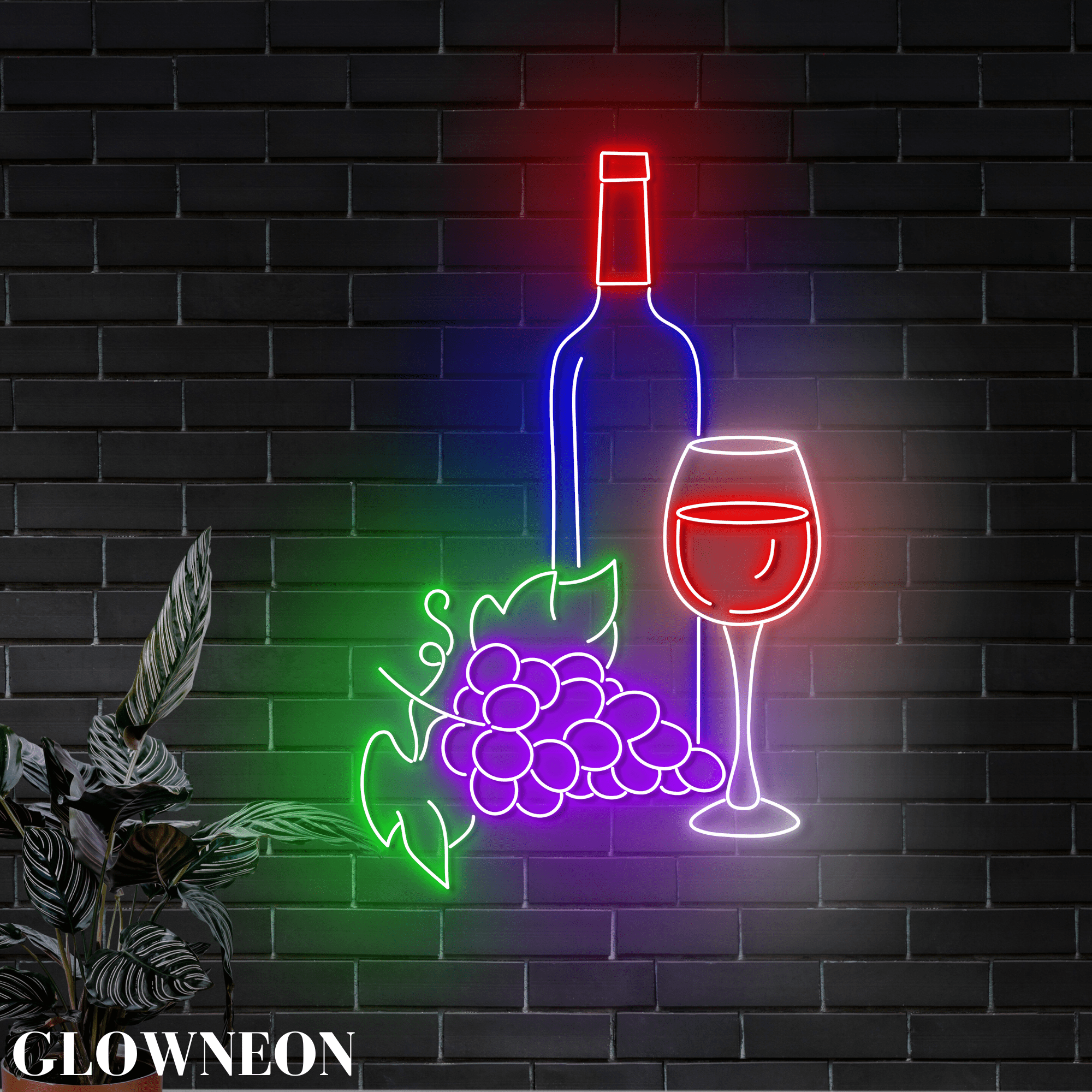 Glowneon Grape Wine Neon Sign, Wine Vineyard Led Wall Art, Bar Decor ...