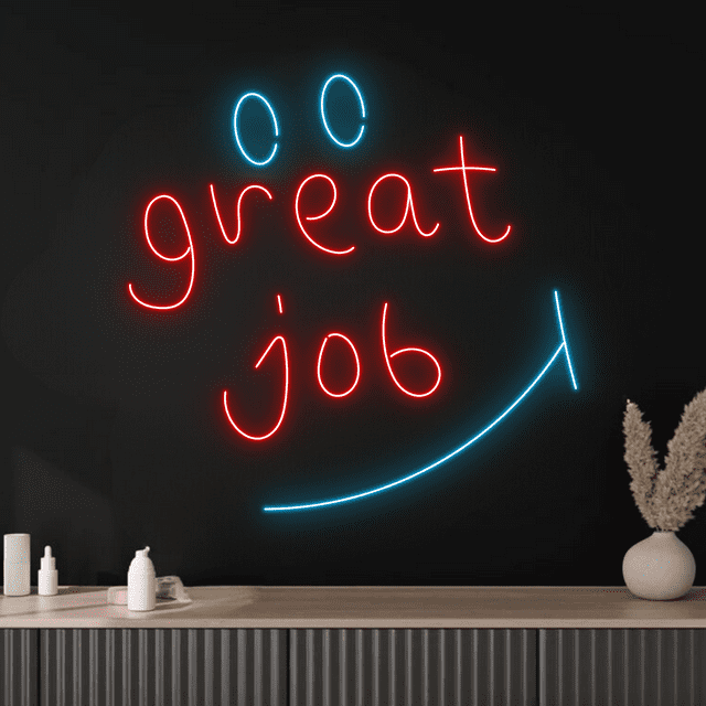 Glowneon Great Job Neon Sign, Business Long-lasting Wall Art Decor ...