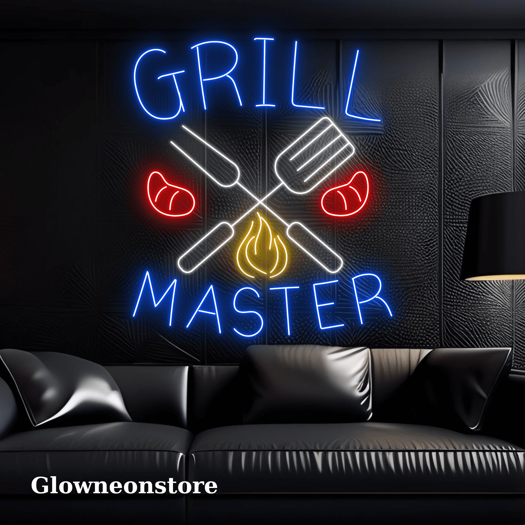 Glowneon Grill Master Neon Sign, BBQ Party Neon Light Sign Decor ...