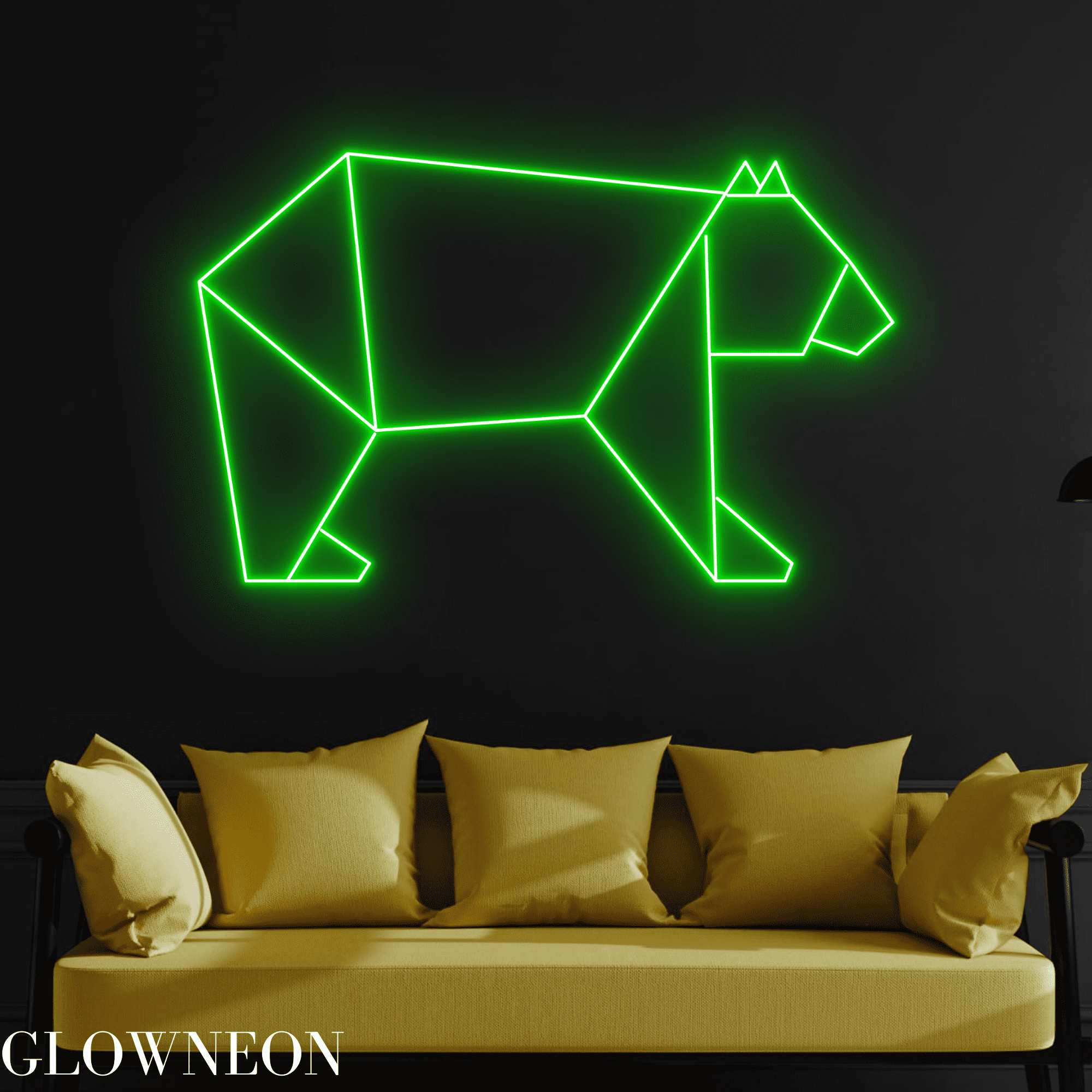 Glowneon Grizzly Bear Neon Sign, Geometric Bear Led Sign, Bear Gifts ...