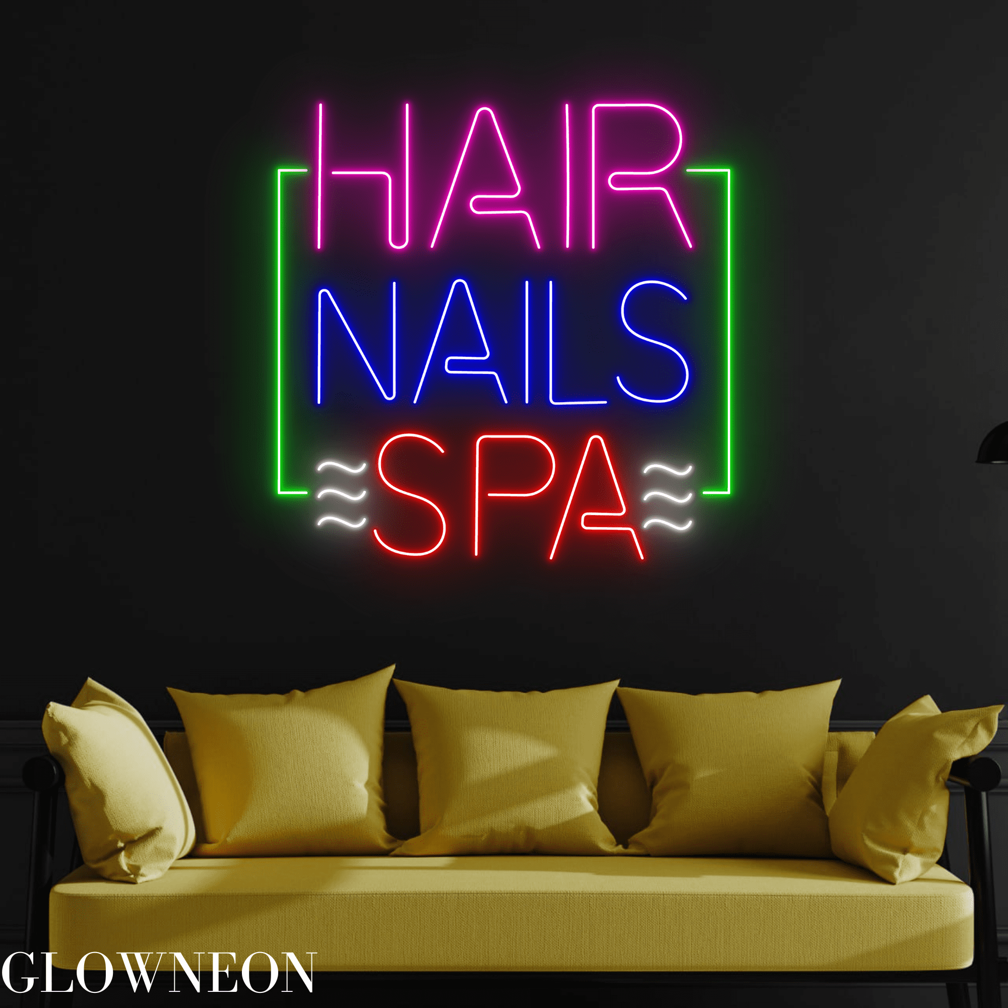 Glowneon Hair Nails Spa Neon Sign, Open Hair And Nails Salon Led Sign ...