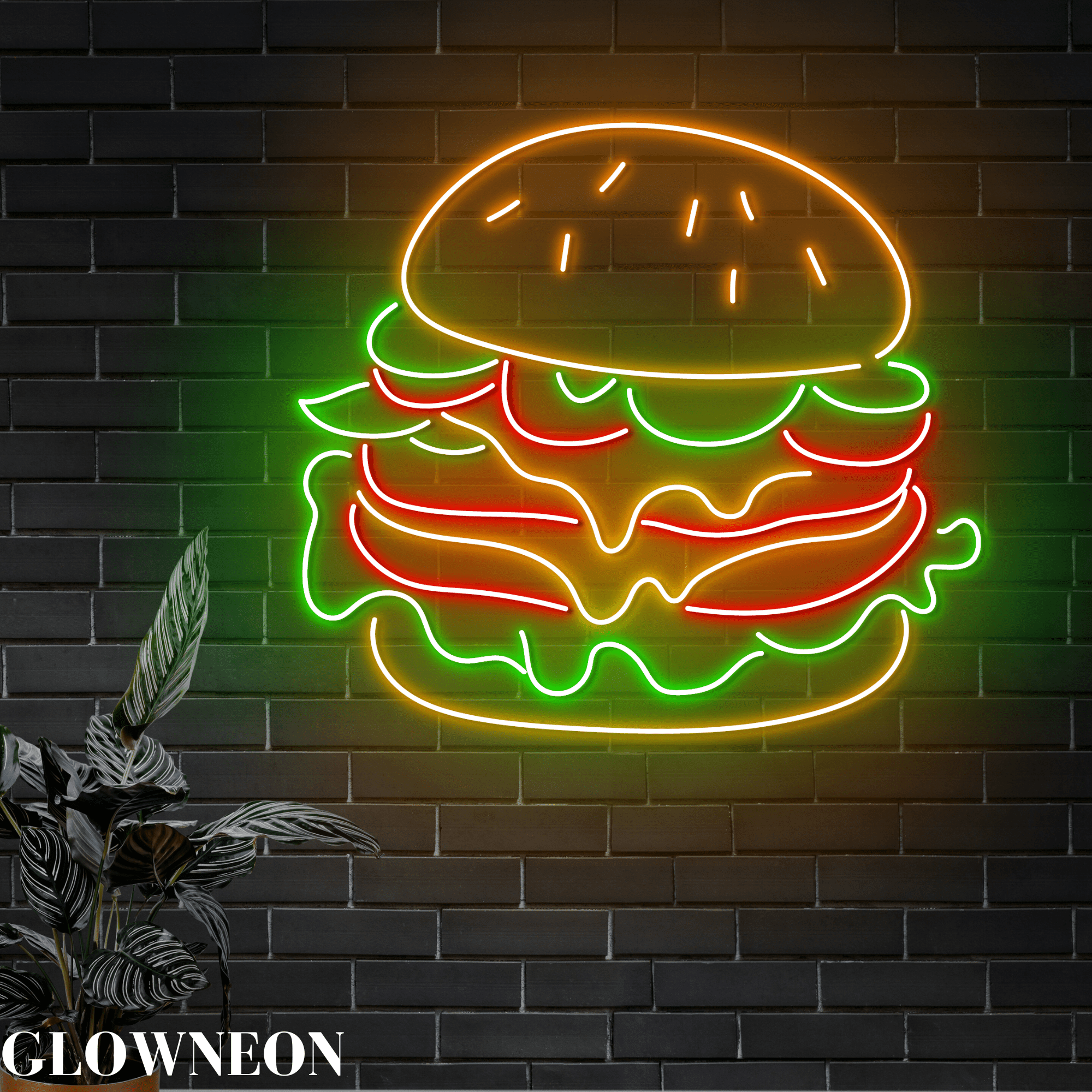 Glowneon Hamburger Shop Open Neon Signboard, Burger Fast Food Led Art ...