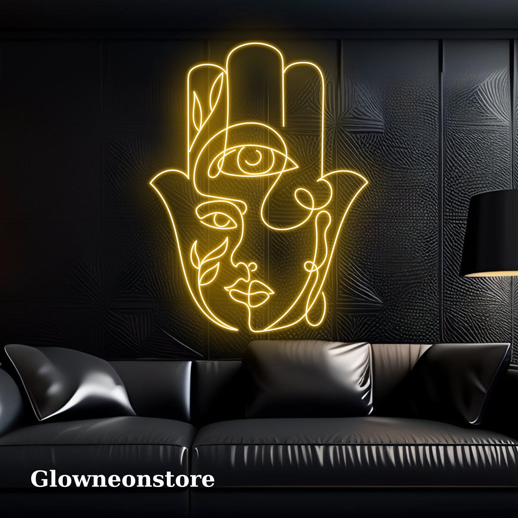 Glowneon Hamsa Face Eye Girl Neon Sign, Hamsa Face Eye Girl, Hamesh ...