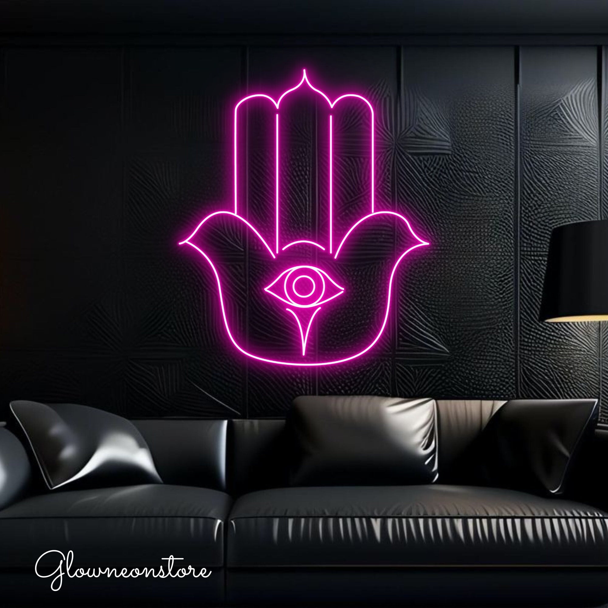 Glowneon Hamsa Hand Neon Sign, Hamsa Hand Led Light, Hamesh Led Decor ...