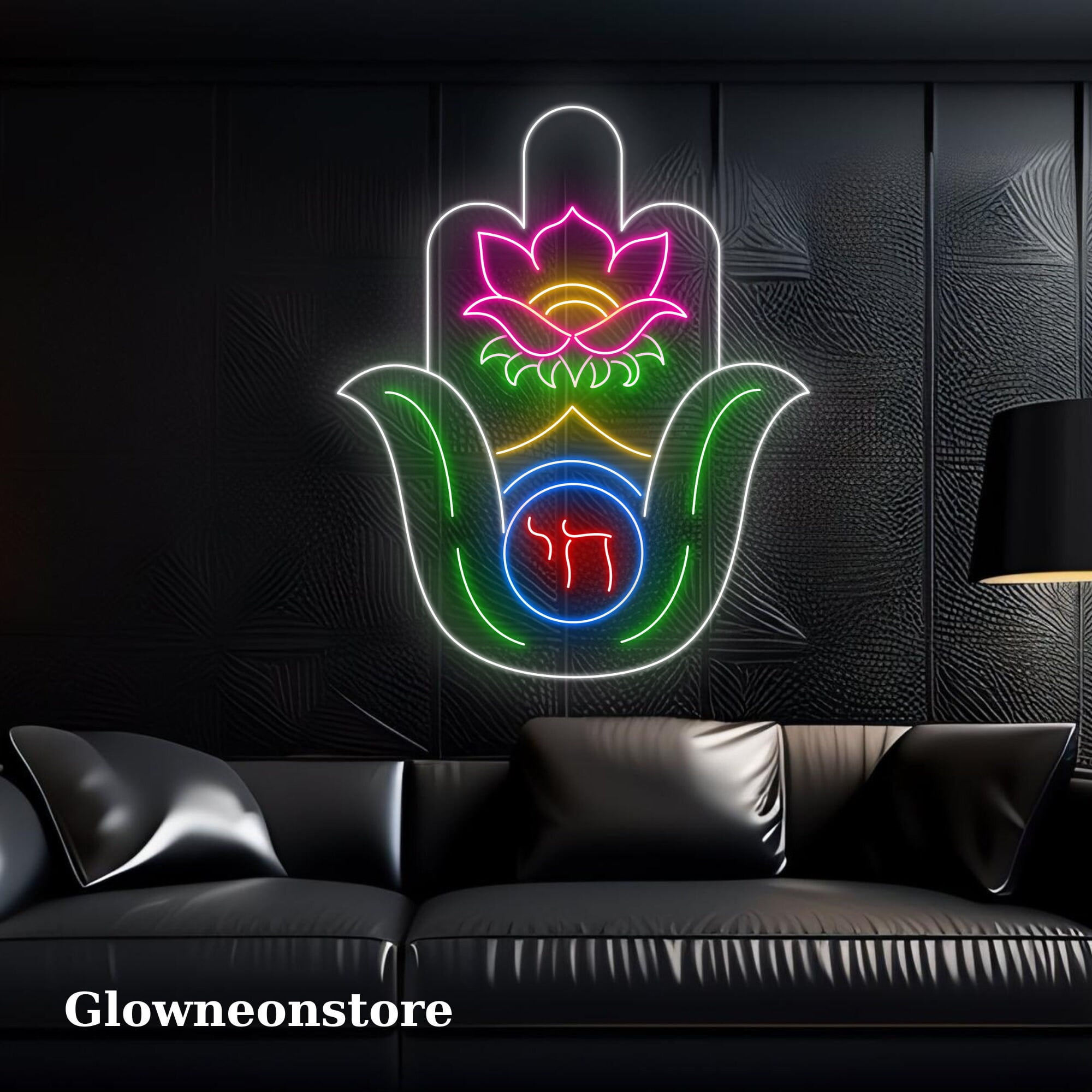 Glowneon Hamsa Sanskrit Lotus Neon Sign, Hamesh Sanskrit Lotus Led ...