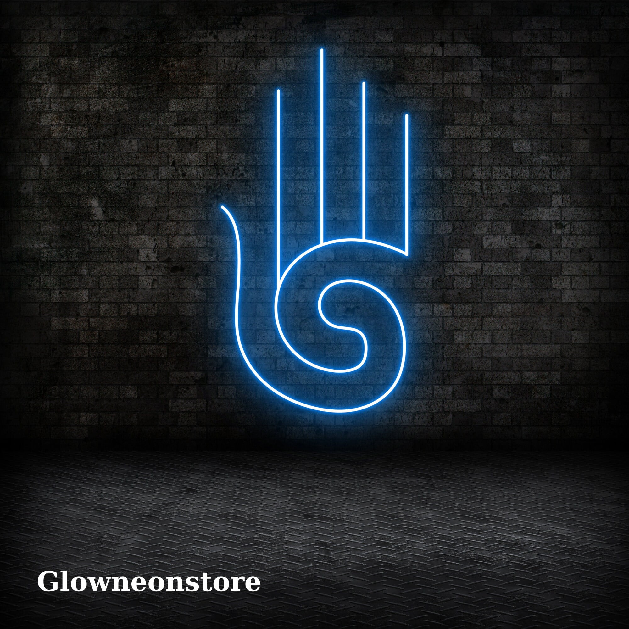 Glowneon Hamsa Spiral Hand Icon Neon, Line Art Jewish Neon, Hamsa Hand ...