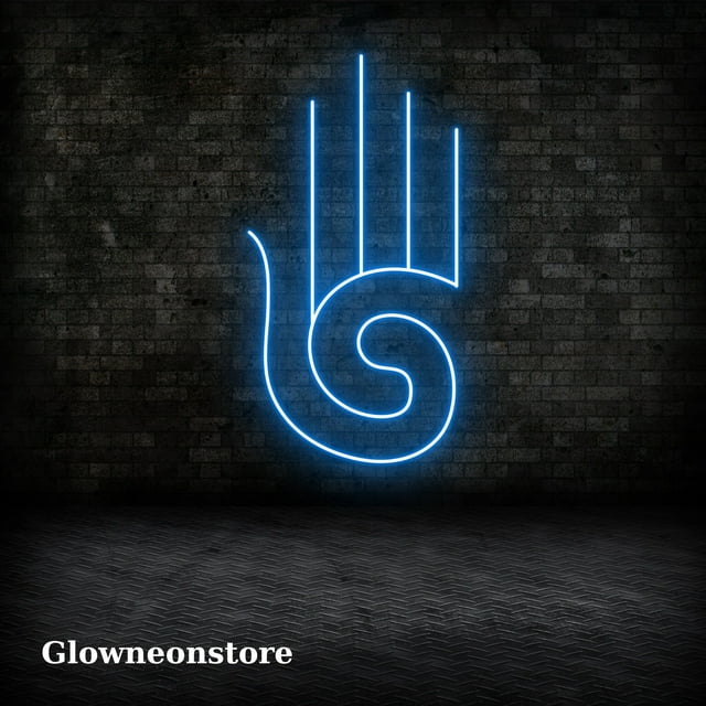 Glowneon Hamsa Spiral Hand Icon Neon, Line Art Jewish Neon, Hamsa Hand ...