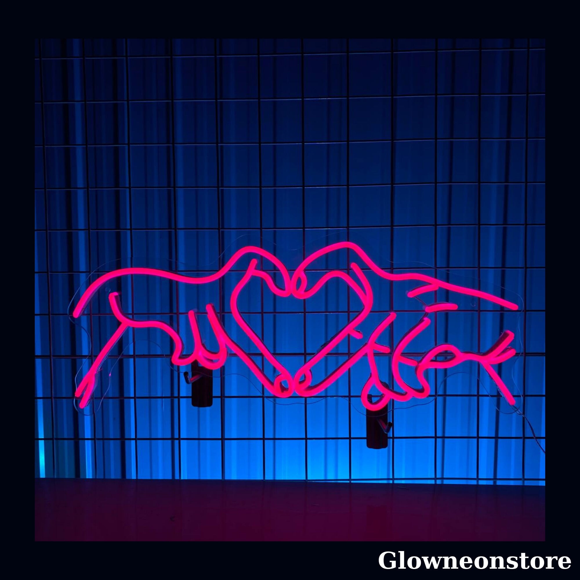 Glowneon Hand Heart Neon Sign, Hand Heart Led Light, Finger Heart Neon ...
