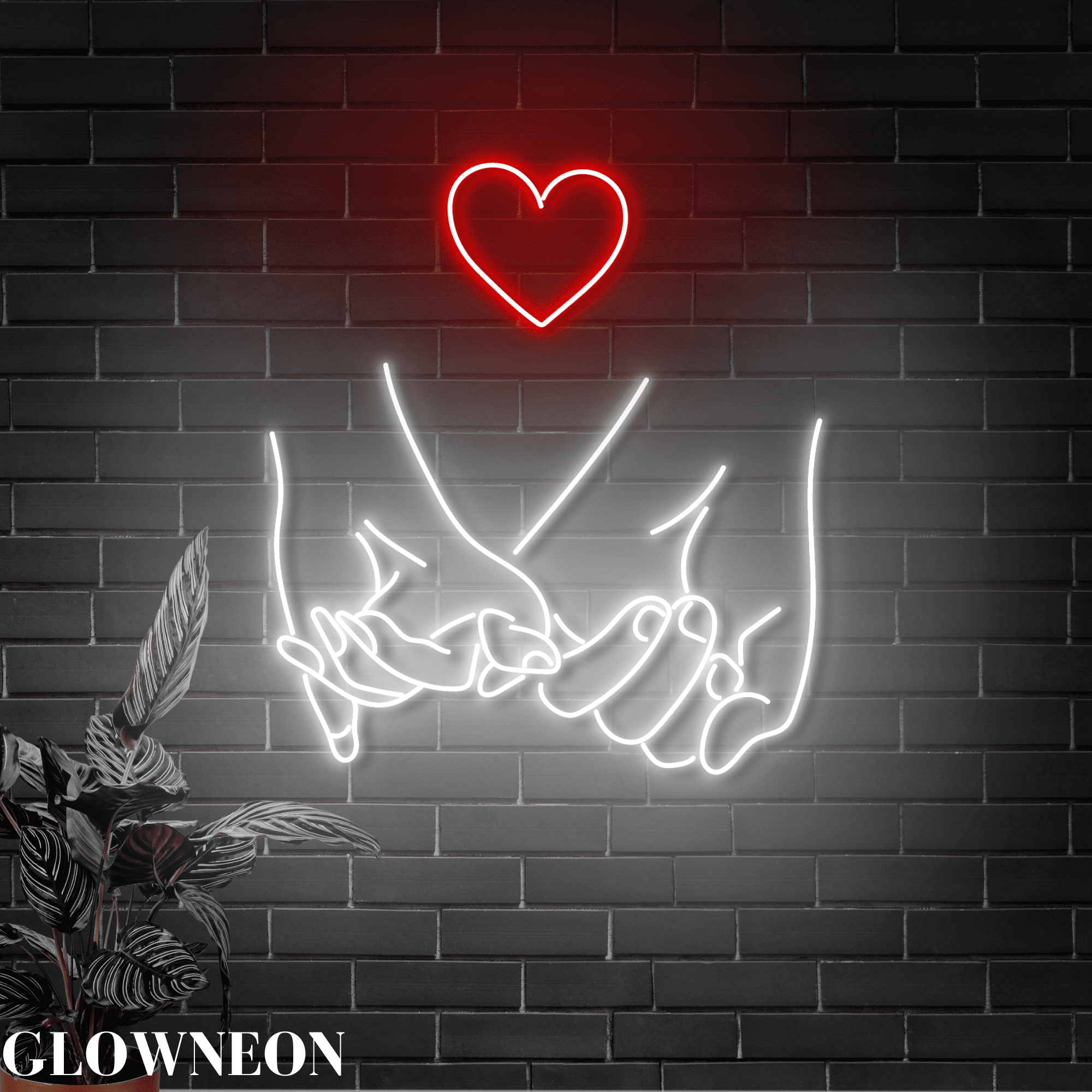 Glowneon Hand Love Led Sign, Holding Hand Sign, Valentine's Day Decor ...