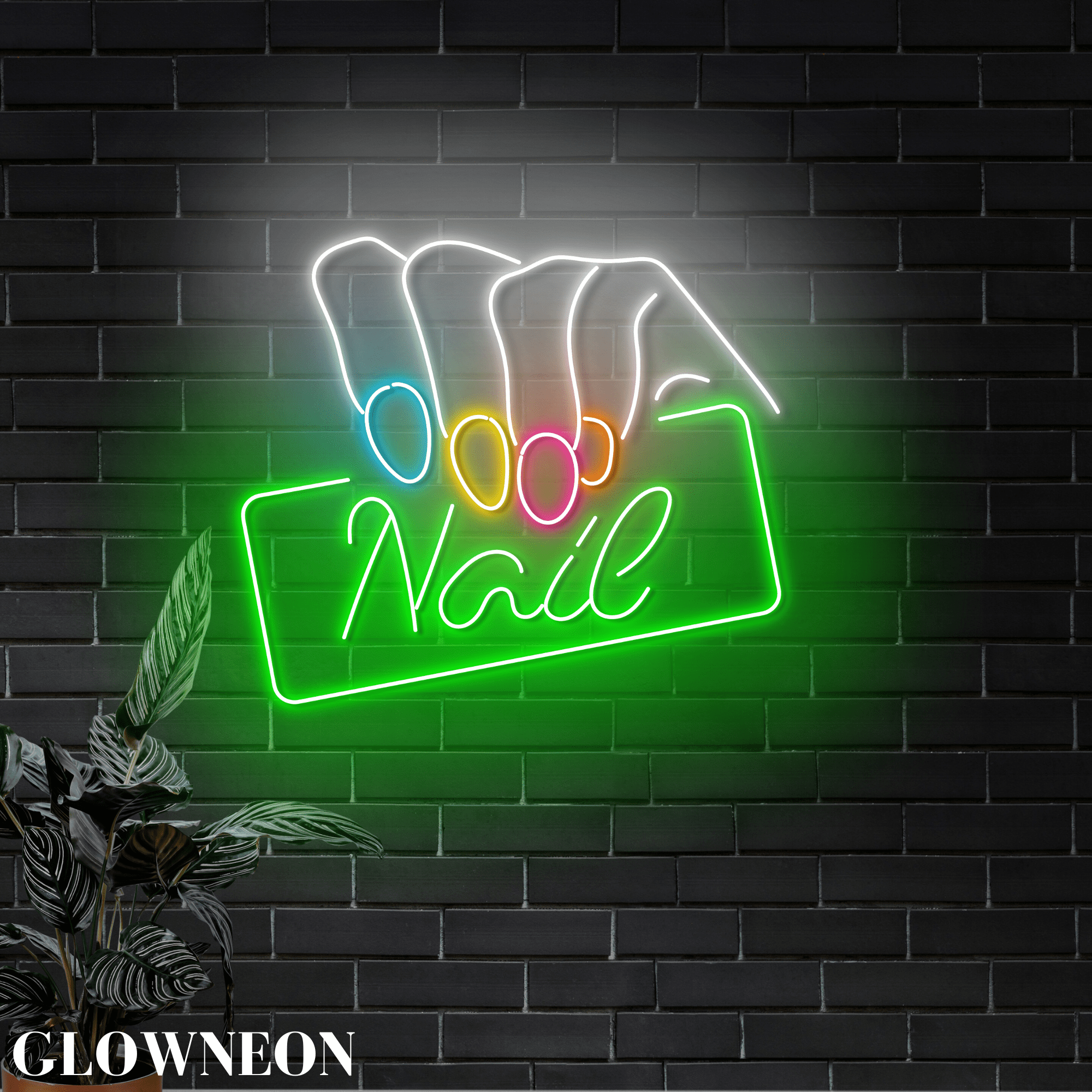 Glowneon Hand Nail Salon Board Led Light Up, Manicure Nail Salon Sign ...