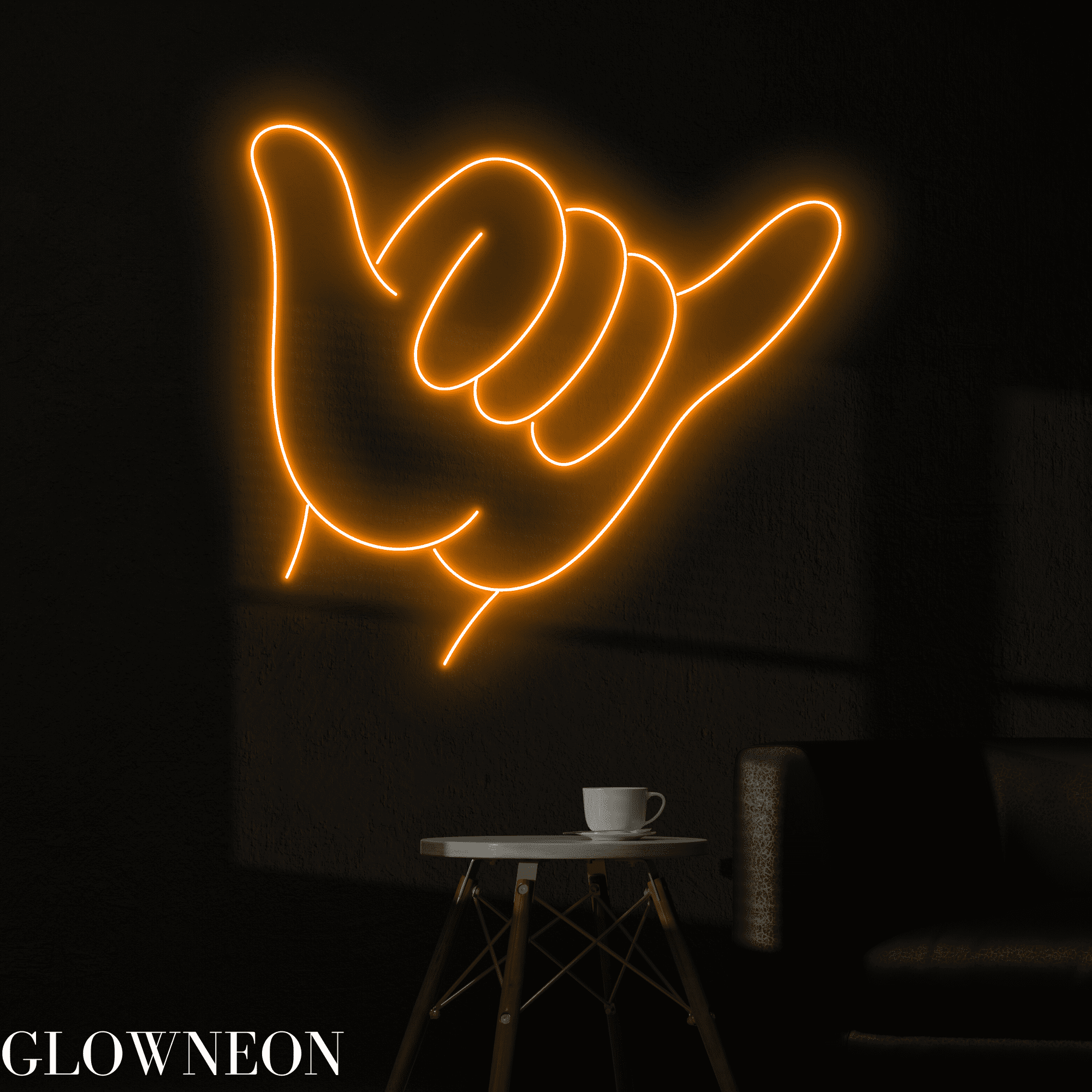Glowneon Hand Sign Call Me Neon Sign, Shaka Hand Gesture Led Decor ...