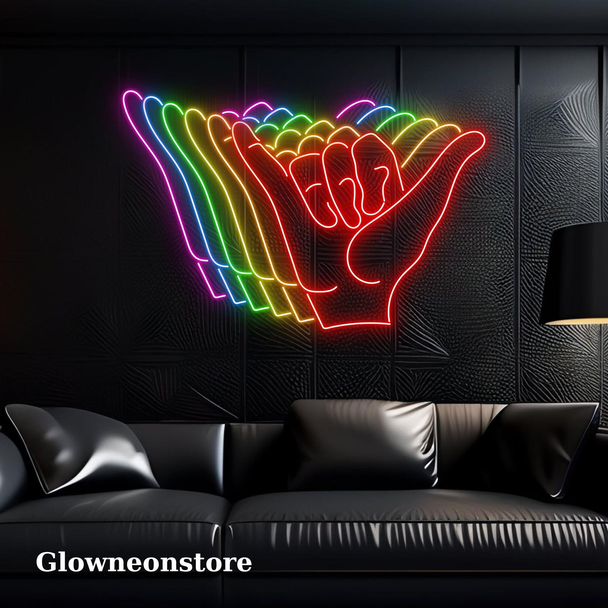 Glowneon Hand Sign Call Neon, Hand Sign Call Lgbt Led Light, Hand Sign ...
