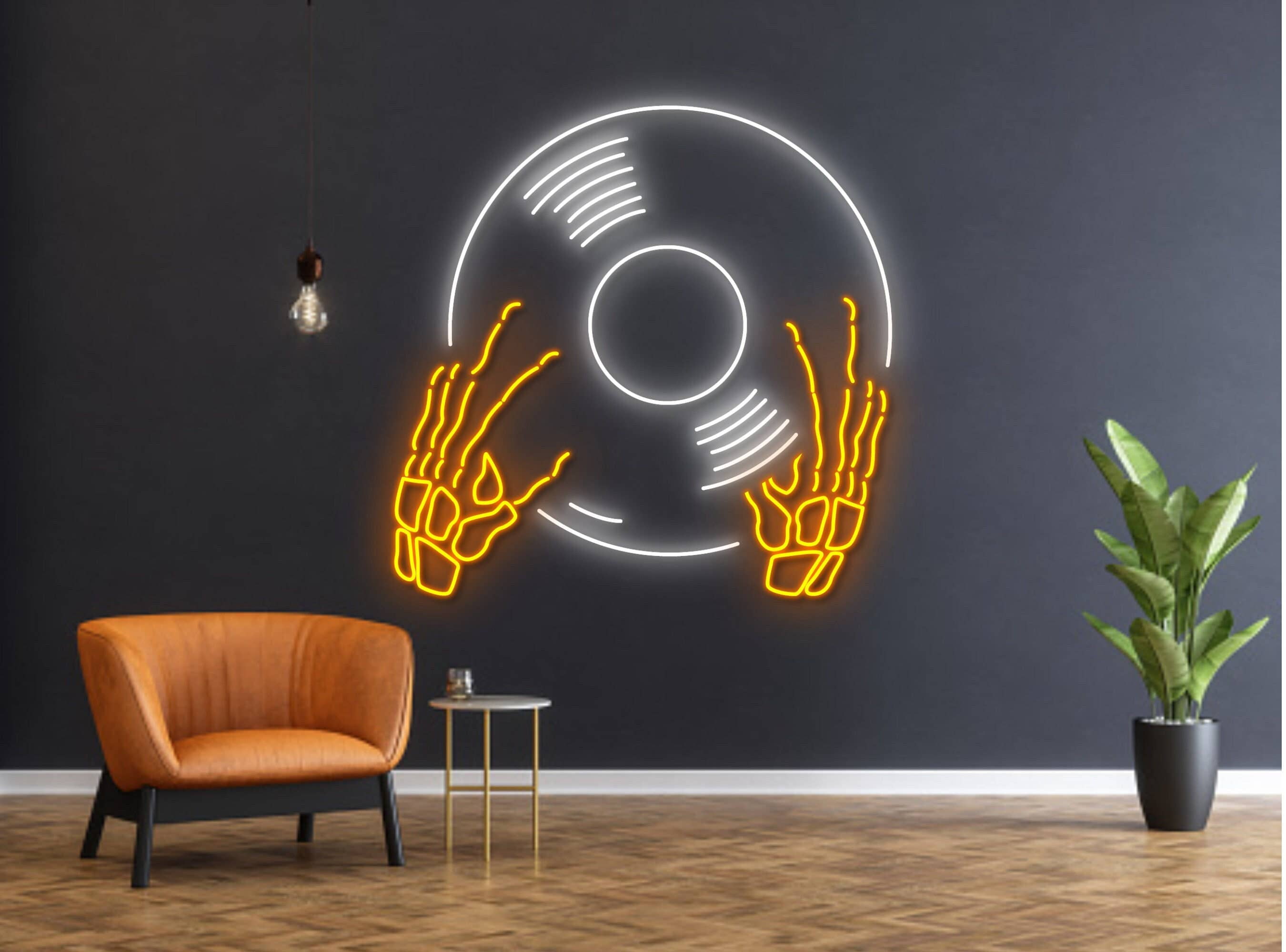 Glowneon Hand Skeleton DJ Neon Sign, Halloween Skeleton Club Decor ...