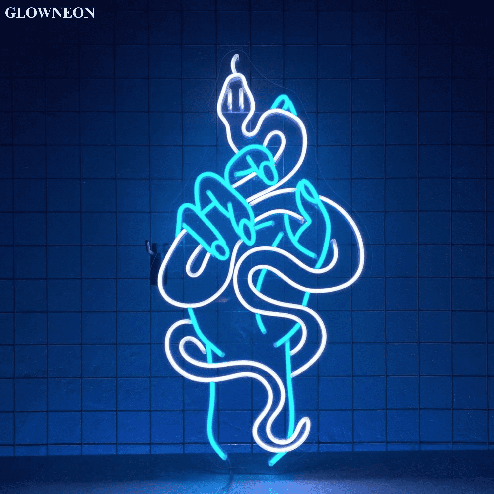 Glowneon Hand With Snake Neon Led Light, Snake Lover Neon Wall Decor ...