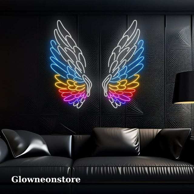 Glowneon Handmade Angel Wings Neon Led Sign, Custom Wings Neon Bar Sign ...