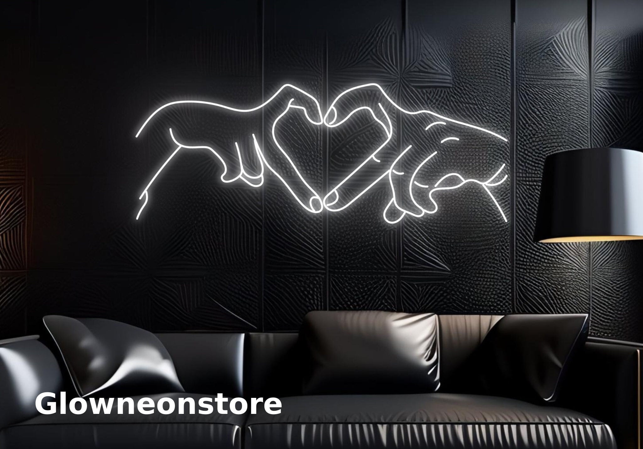 Glowneon Handmade Hand Heart Neon Sign, Hand Heart Led Light, Finger ...