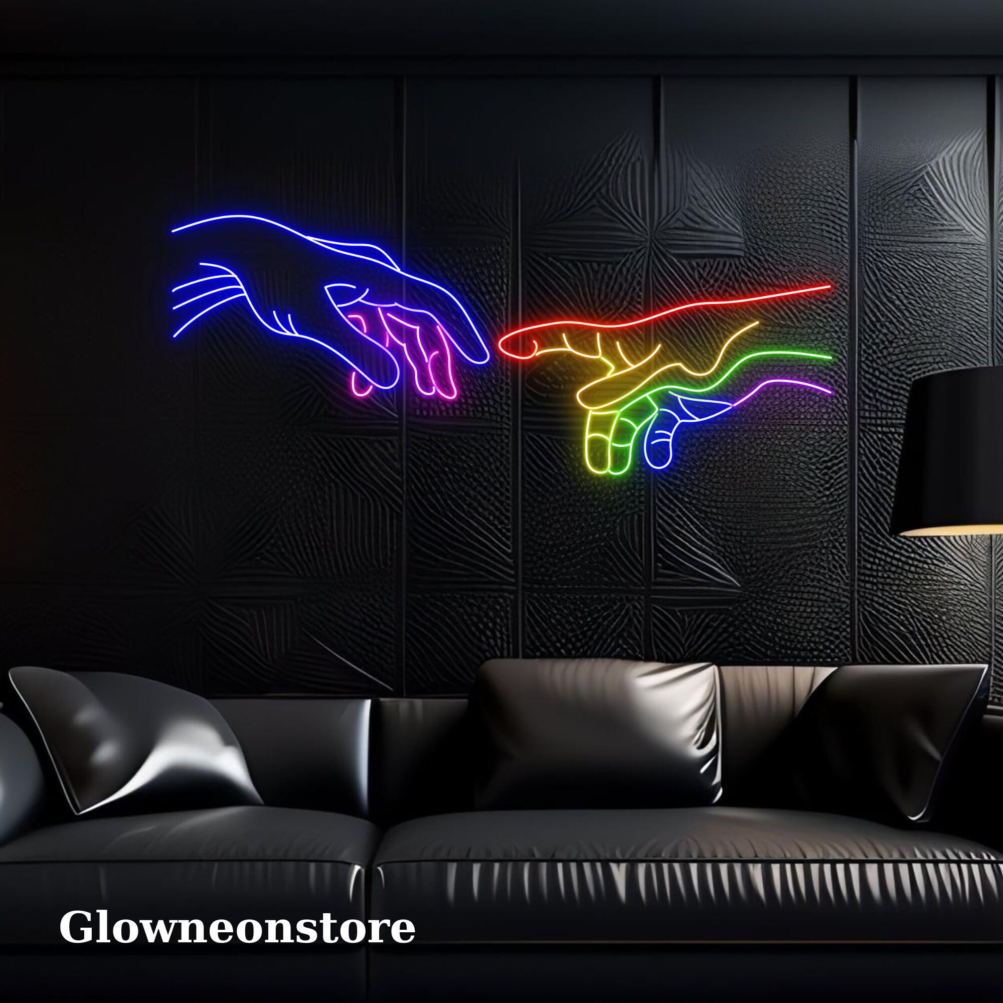 Glowneon Hands Of God And Adam Neon Sign, Hands Of God And Adam Led ...