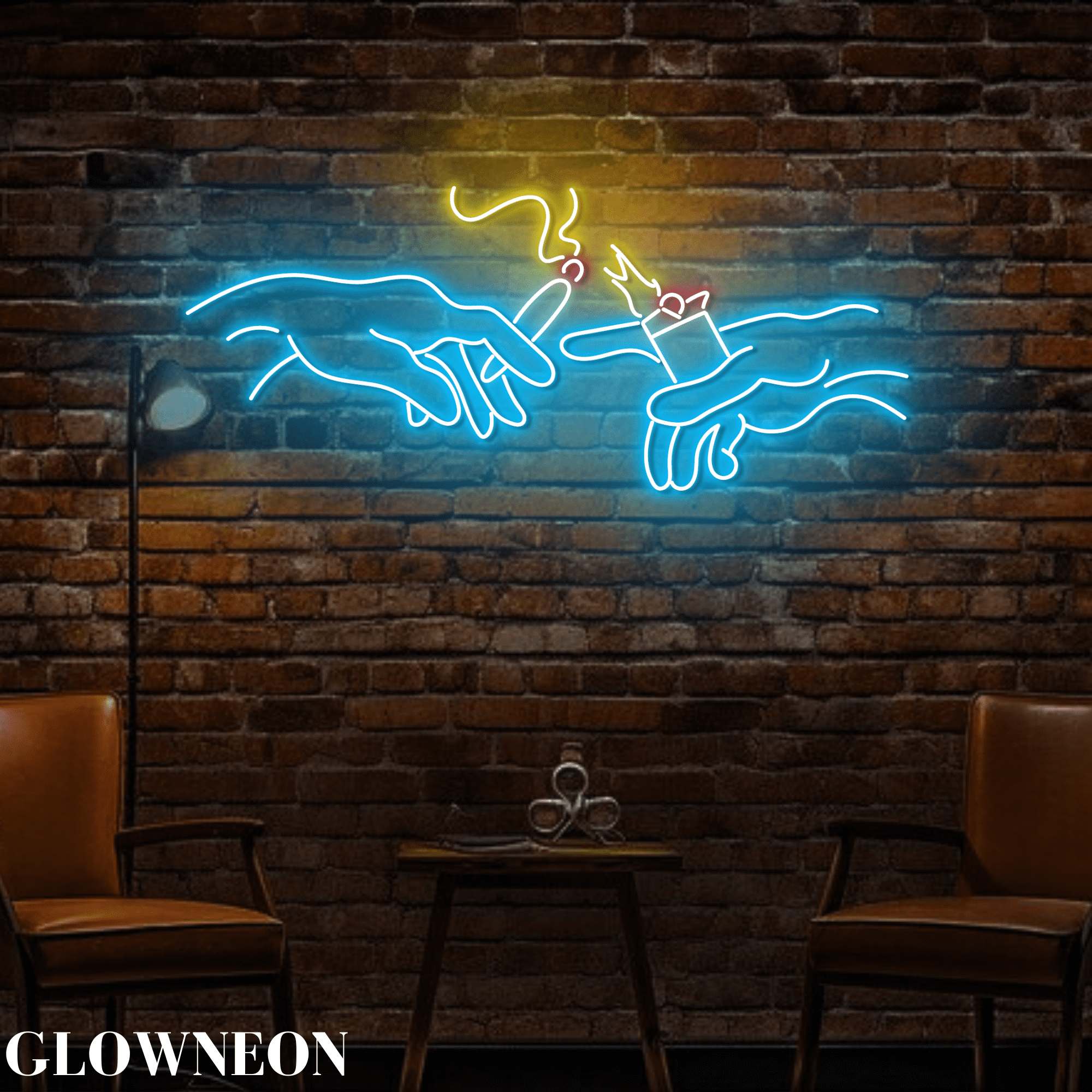 Glowneon Hands of God Smoke Neon Sign, Smoke Shop Sign, Home Bar Sign ...