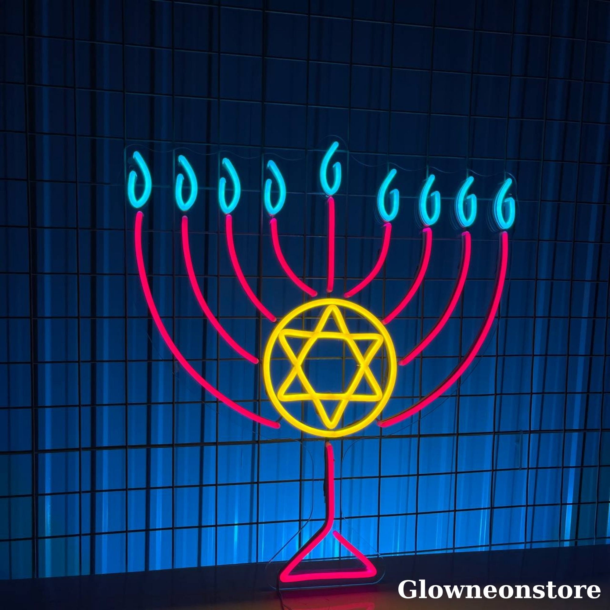 Glowneon Hanukkah Led Sign, Hanukkah Neon Sign, Happy Hanukkah Sign ...
