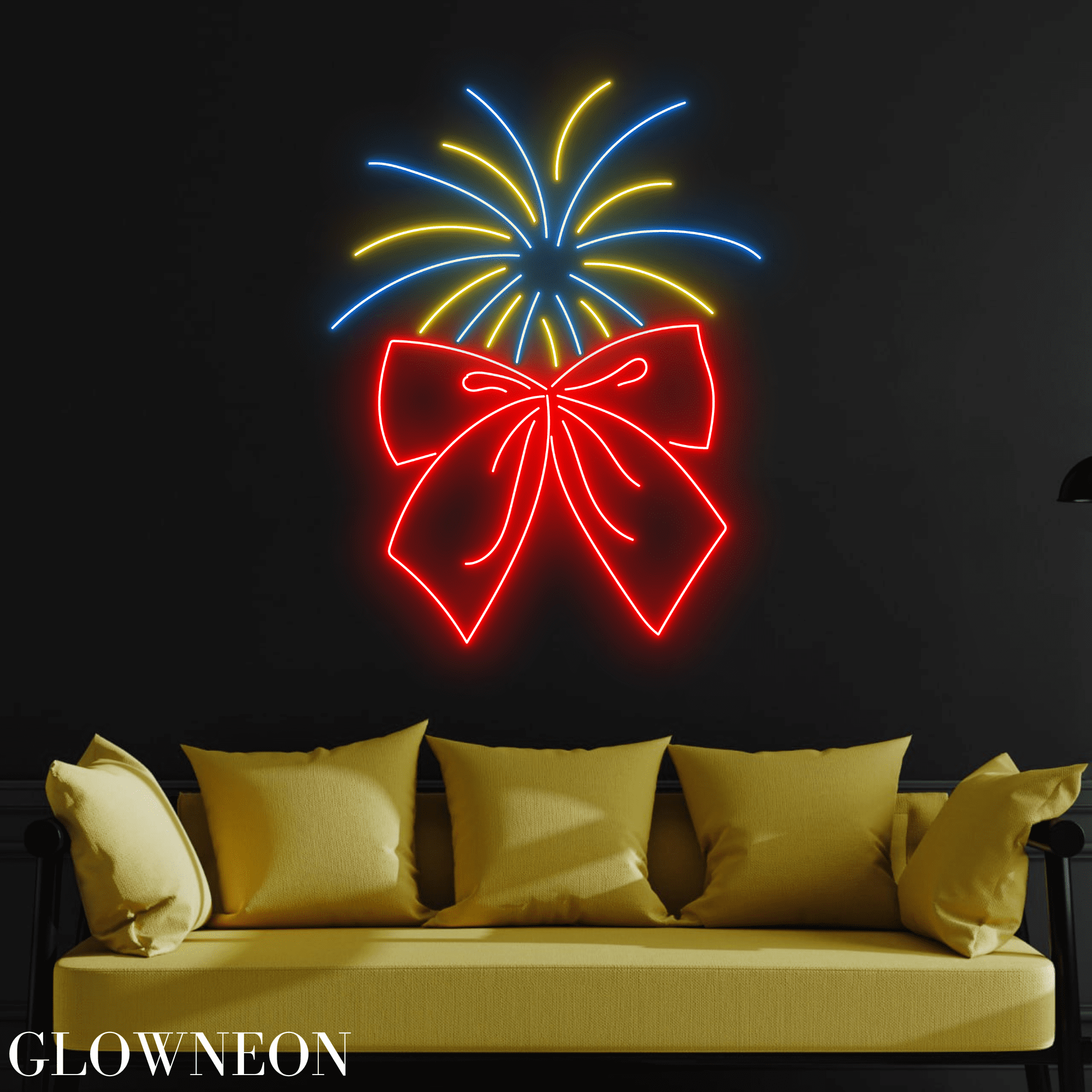 Glowneon Happy 4th Of July Independence Day With Fireworks Neon Sign ...