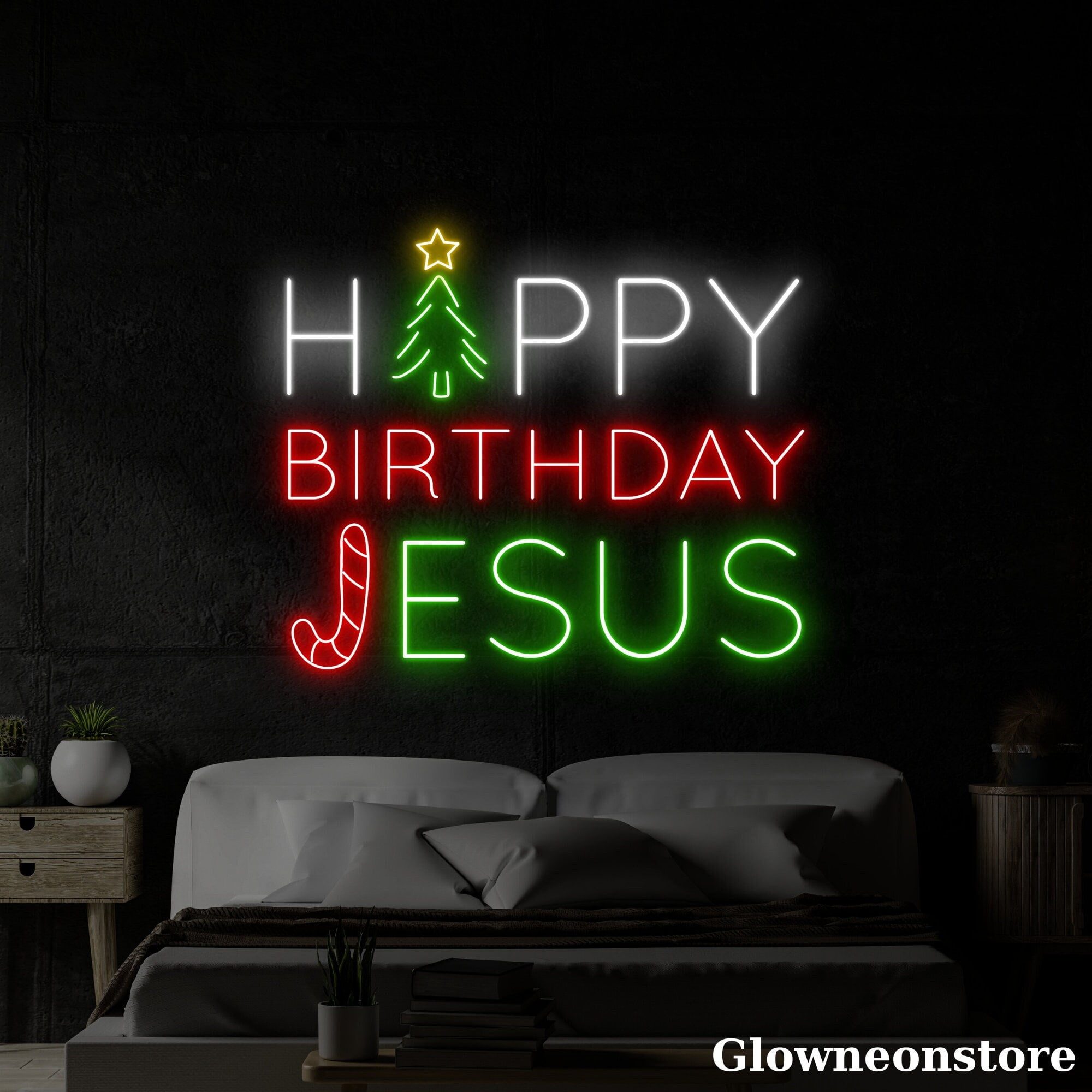 Glowneon Happy Birthday Jesus Neon Sign, Happy Birthday Led Sign ...