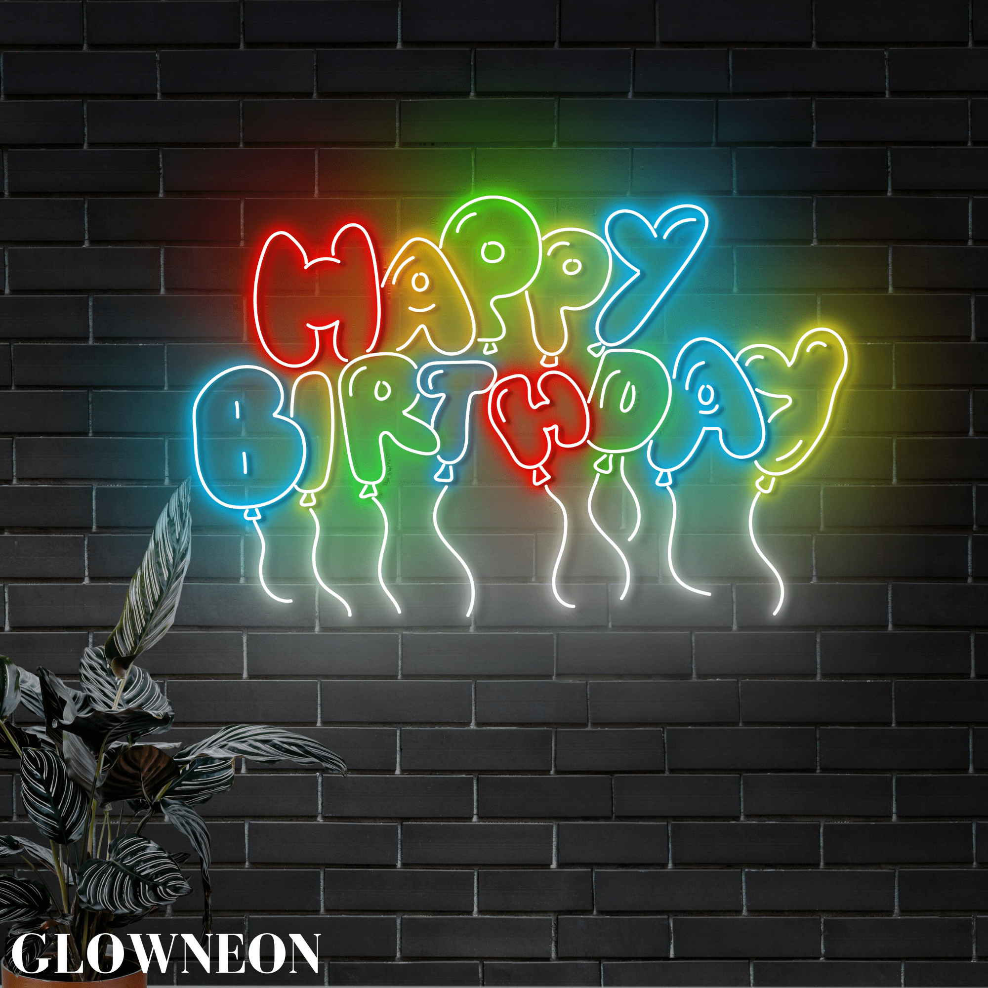 Glowneon Happy Birthday Led Sign, Wall Decor Sign For Birthday Party ...