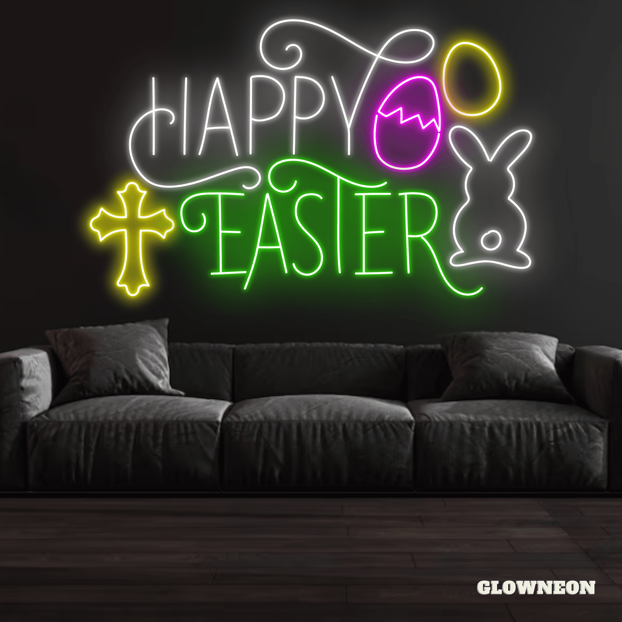 Glowneon Happy Easter Neon Sign, Easter Day Decor, Easter Gifts ...