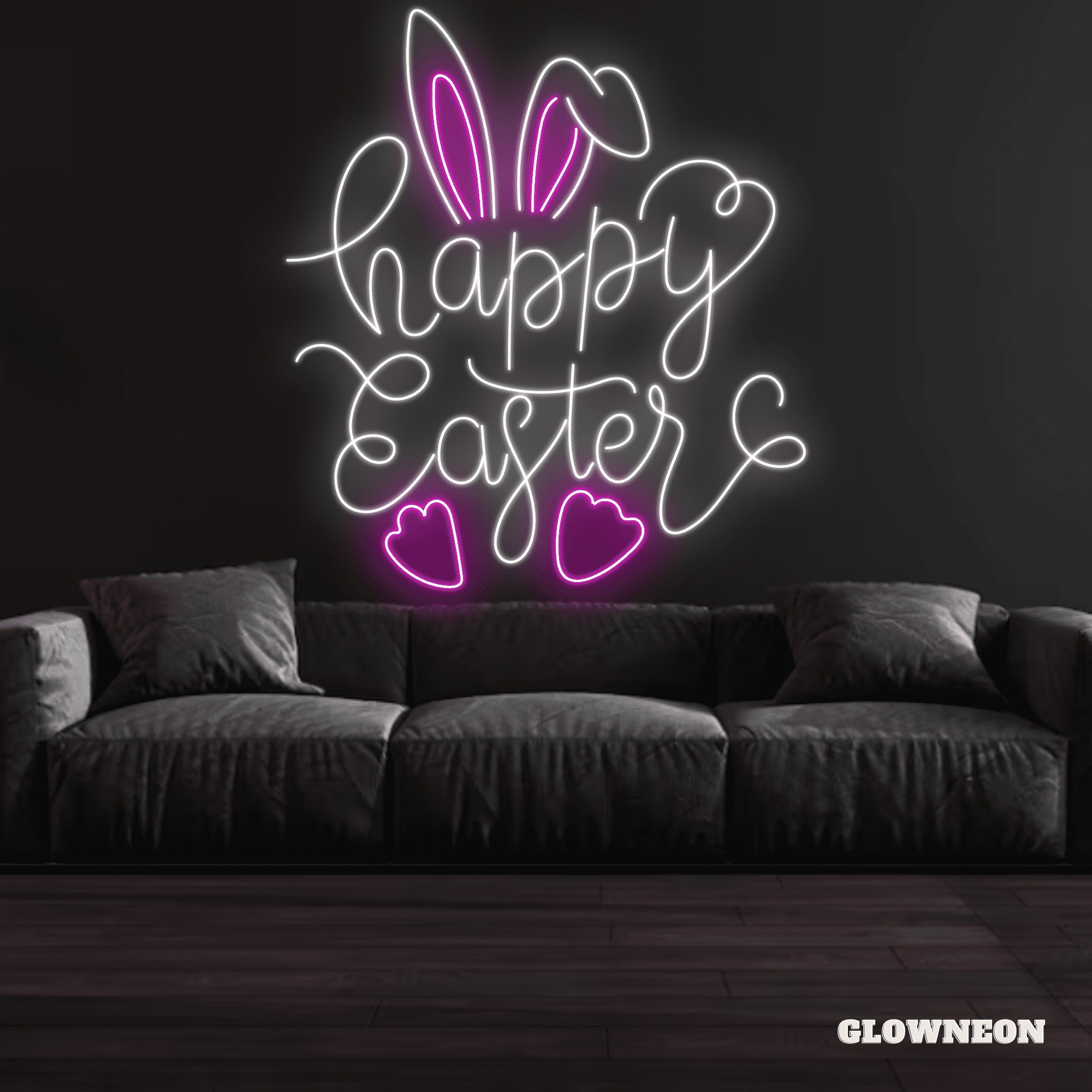 Glowneon Happy Easter Neon Sign, Easter Day Decor, Easter Sign ...