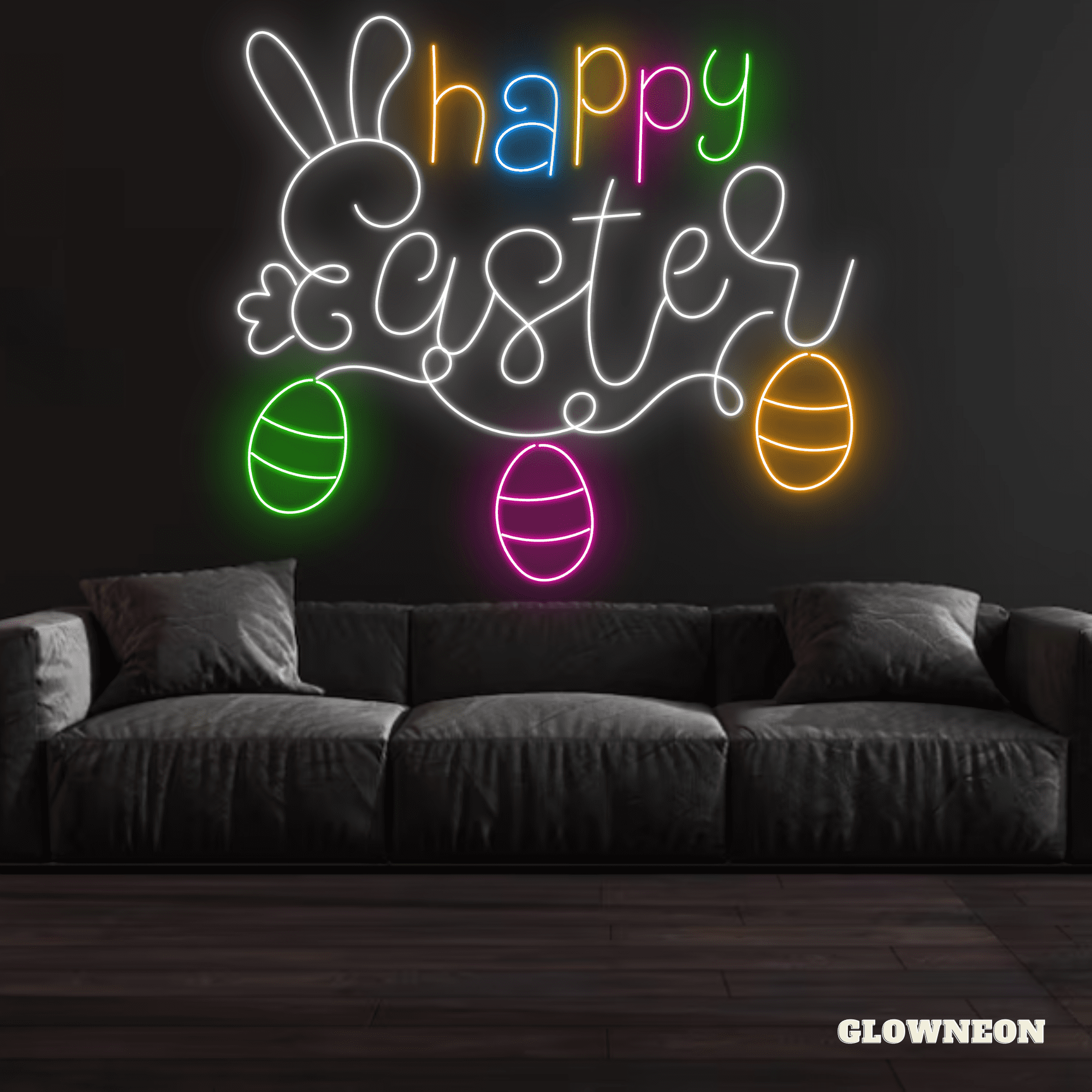Glowneon Happy Easter Neon Sign, Easter Holiday Sign, Easter Decor ...