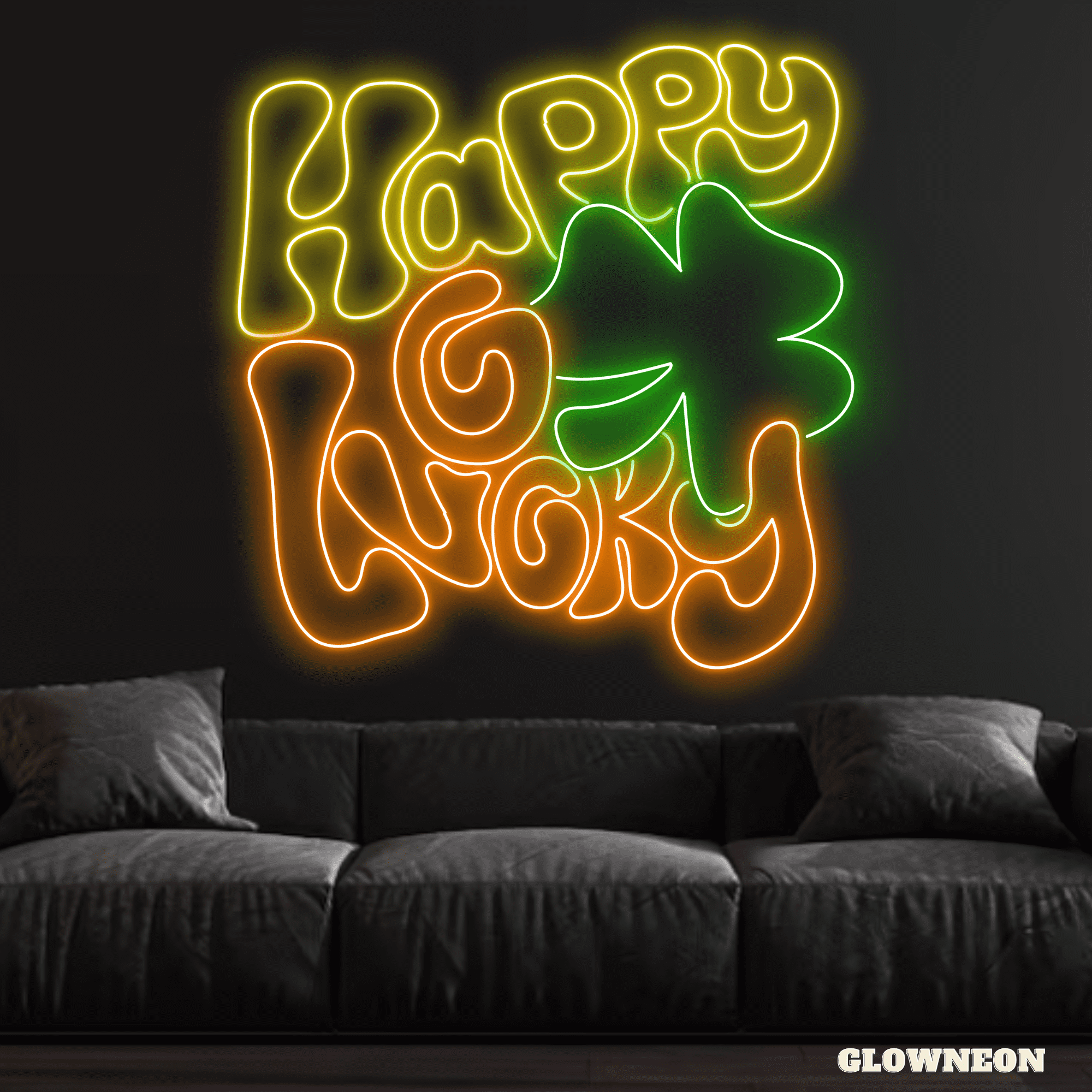 Glowneon Happy Go Lucky Neon Sign, Saint Patrick's Day Decor - Walmart.com