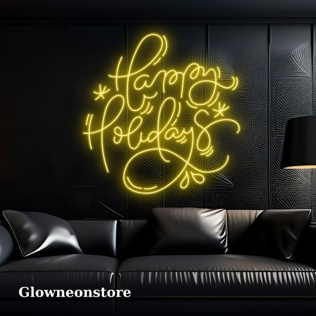 Glowneon Happy Holidays Neon Sign, Happy Holidays Led Light, Holidays Decoration, Party Wall ...
