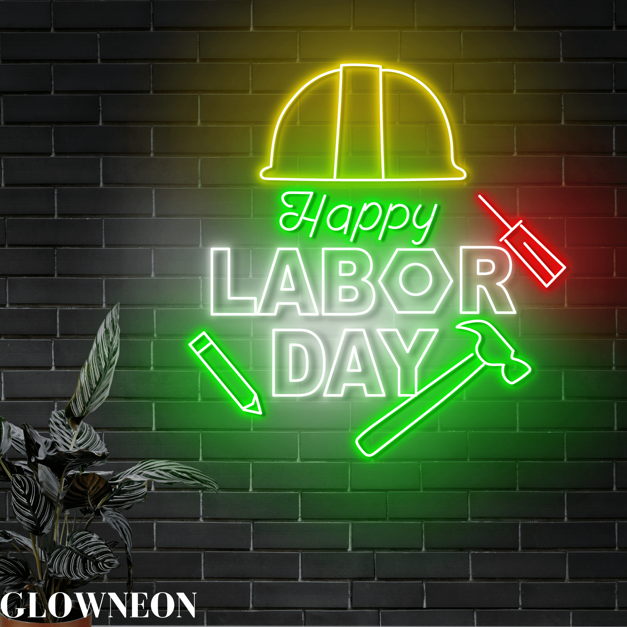 Glowneon Happy Labor Day Neon Light, Labor Day Office Wall Decoration ...