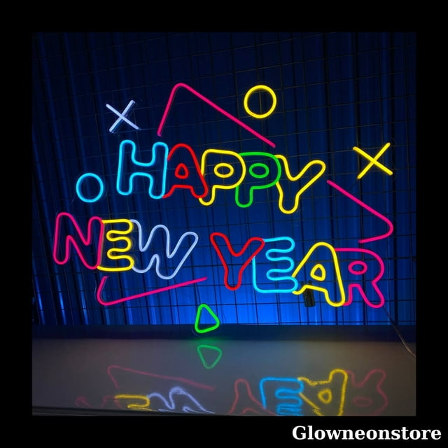 Glowneon Happy New Year Neon Sign, New Year Led Sign, New Year ...