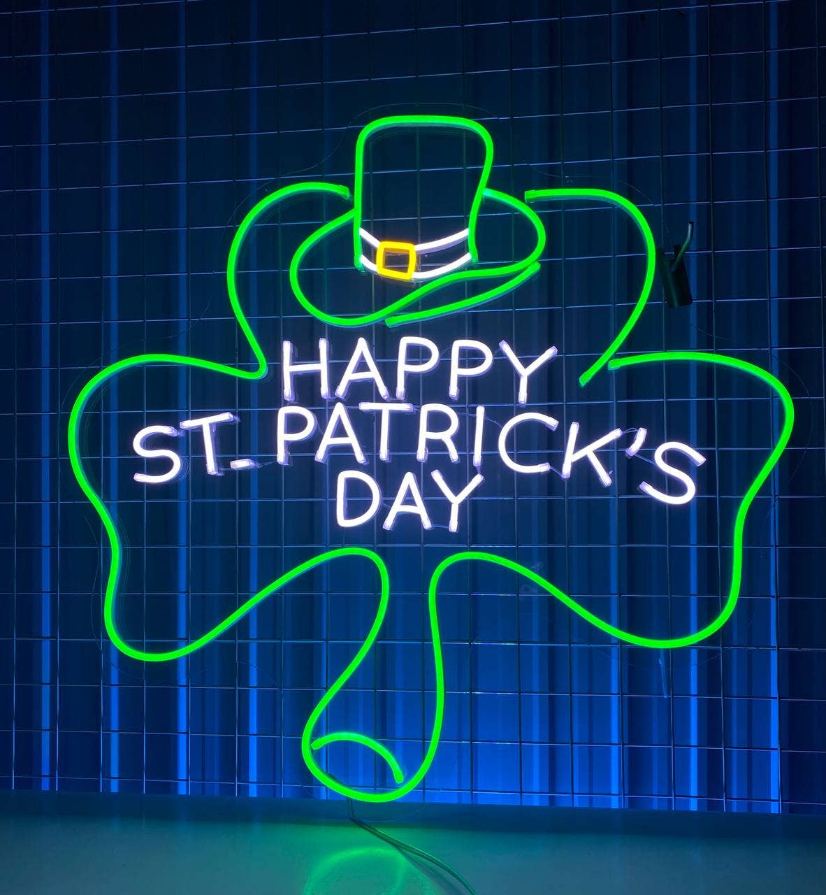Glowneon Happy St Patrick's Day Hat Irish Neon, Hat Irish Led Sign ...