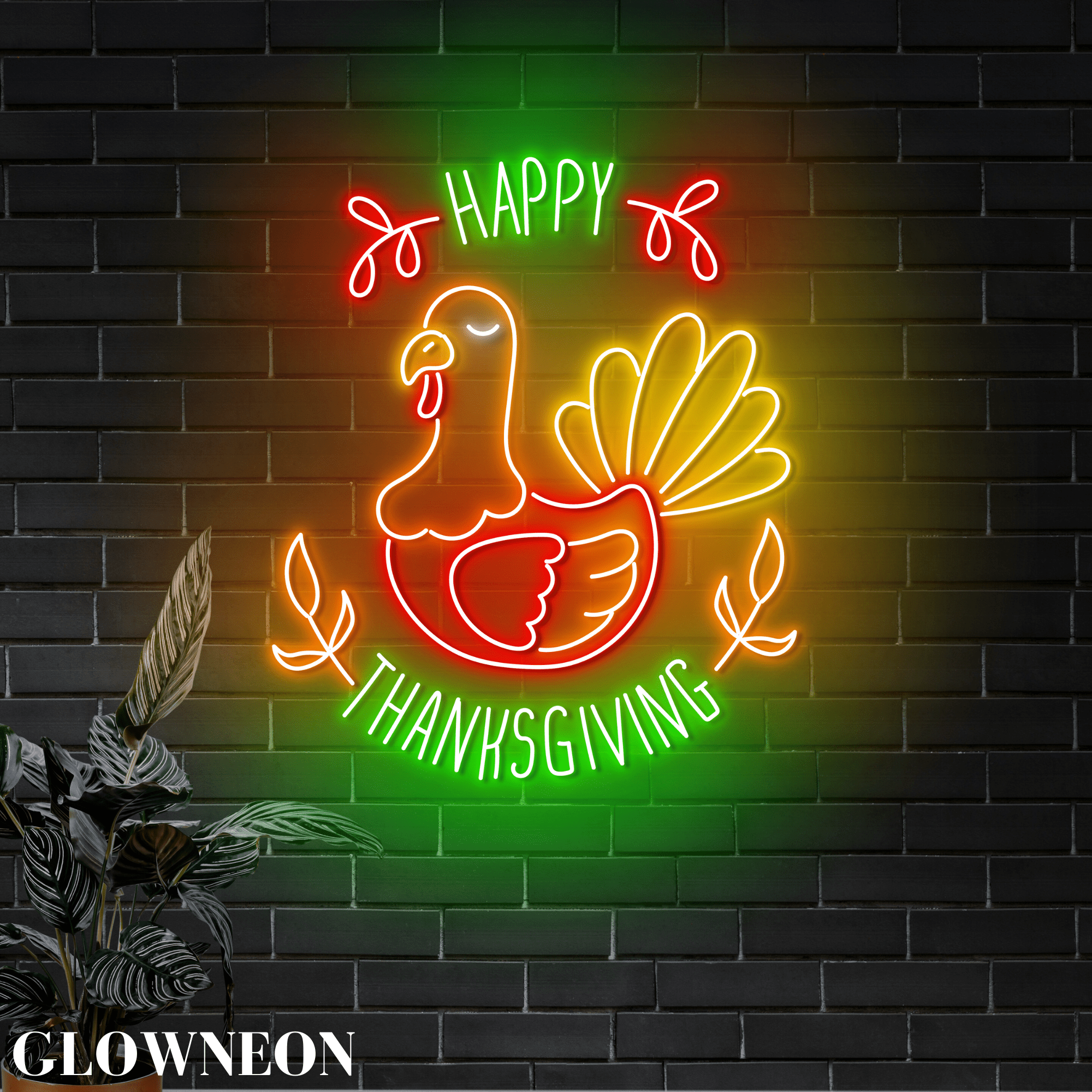 Glowneon Happy Thanksgiving Led Signs, Thanksgiving Turkey Wall Decor ...