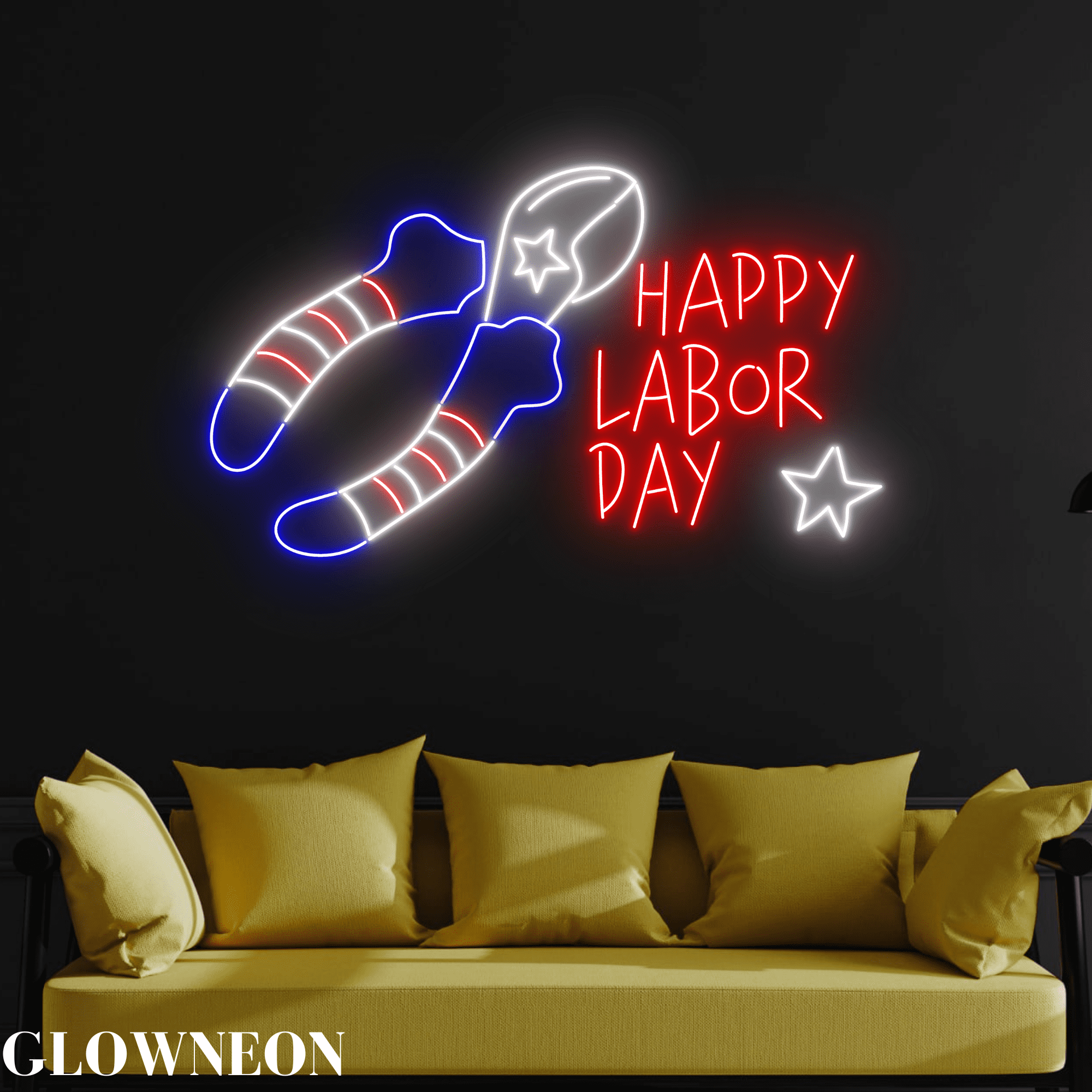Glowneon Happy US Labor Day Neon Light, Office & Garage Wall Led Art ...
