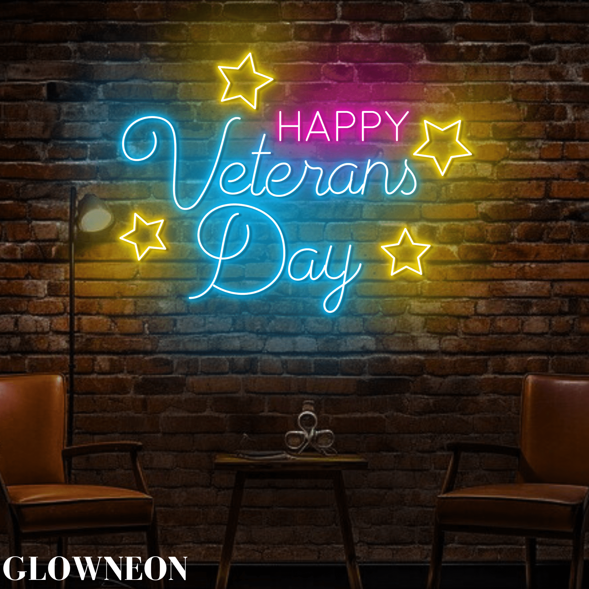 Glowneon Happy Veterans Day Led Neon Sign, US Veterans Wall Led Decor ...