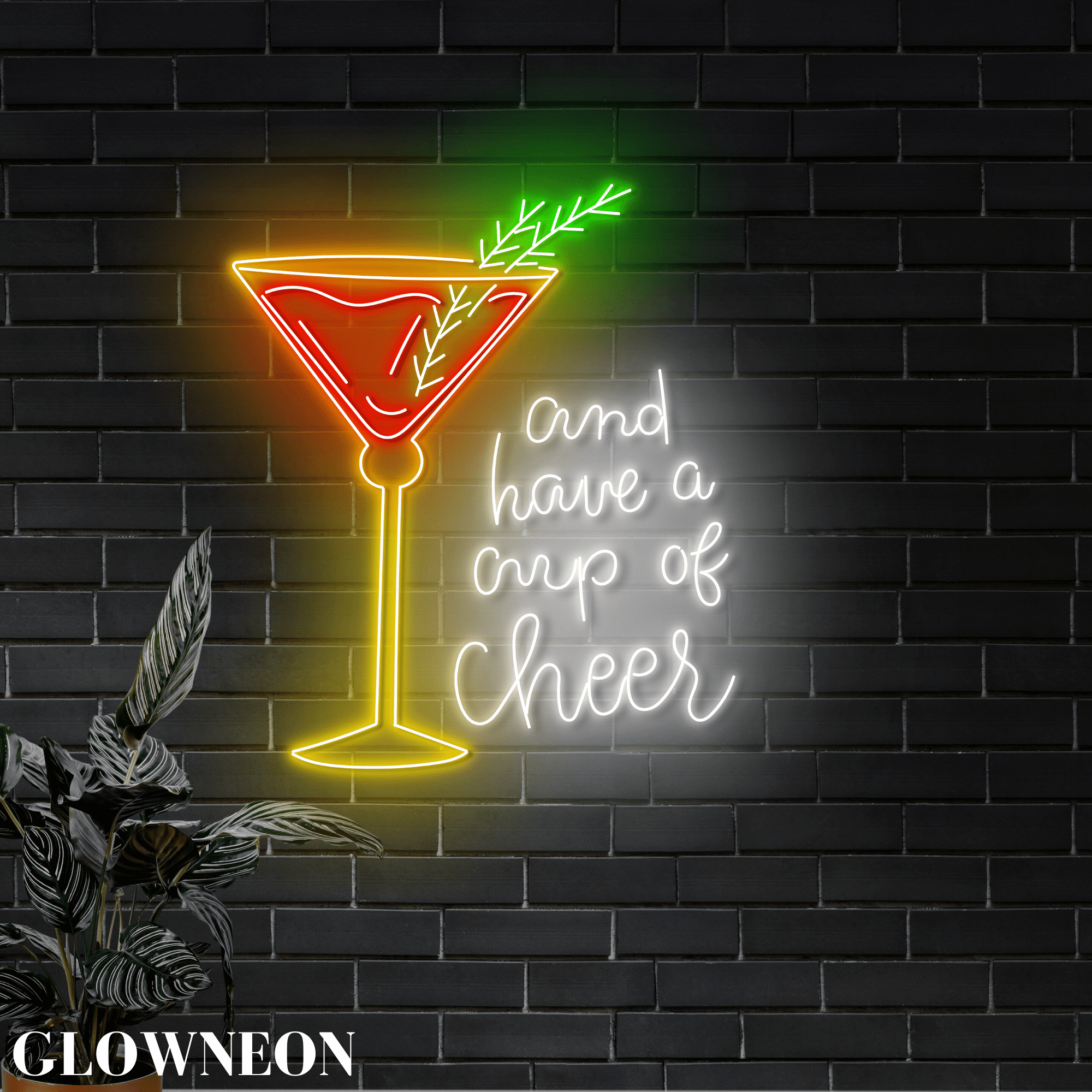 Glowneon Have A Cup Of Cheer Led Sign, Bar Wall Art, Restaurant Decor ...