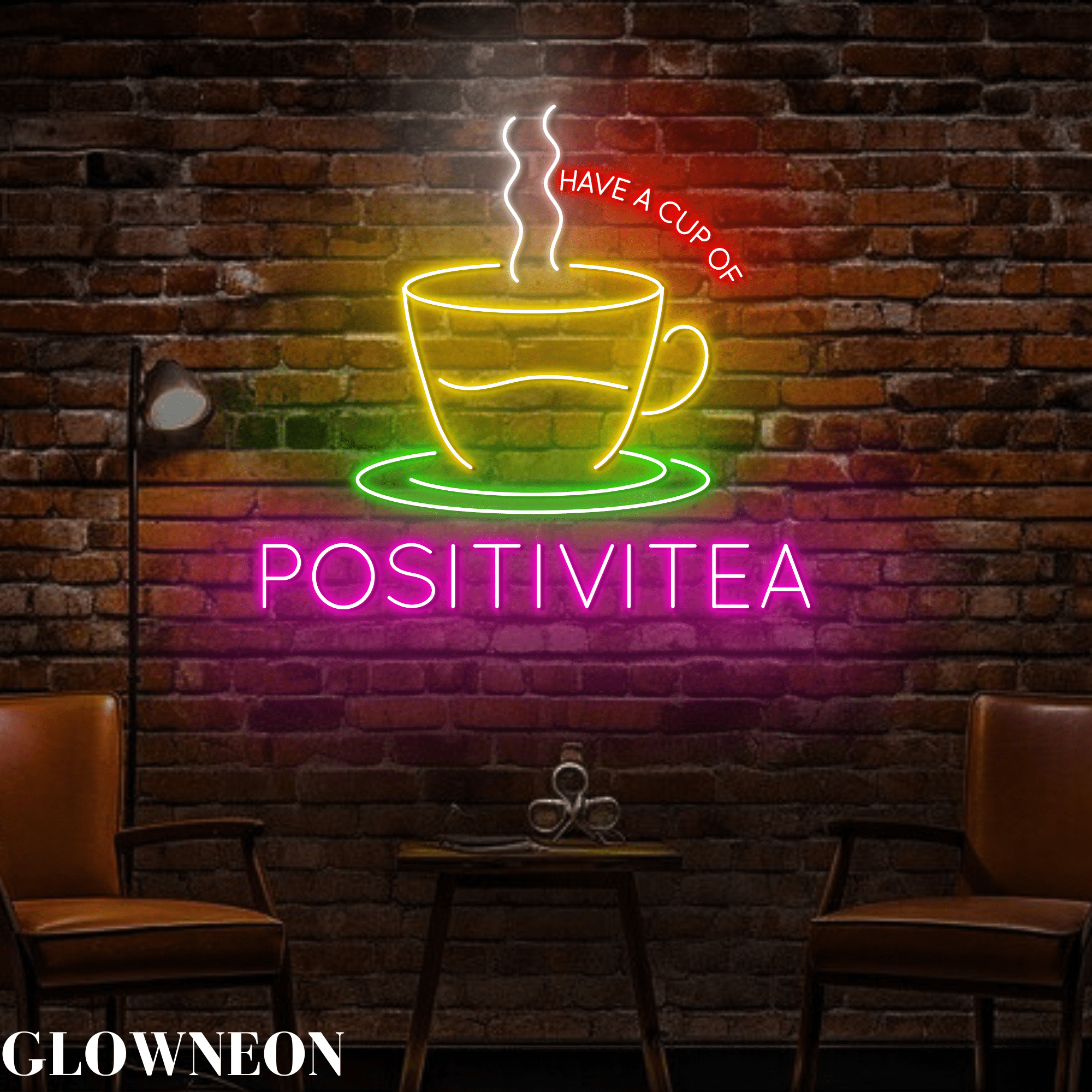 Glowneon Have A Cup Of Positivitea Neon Sign, Tea & Coffee Shop Decor ...