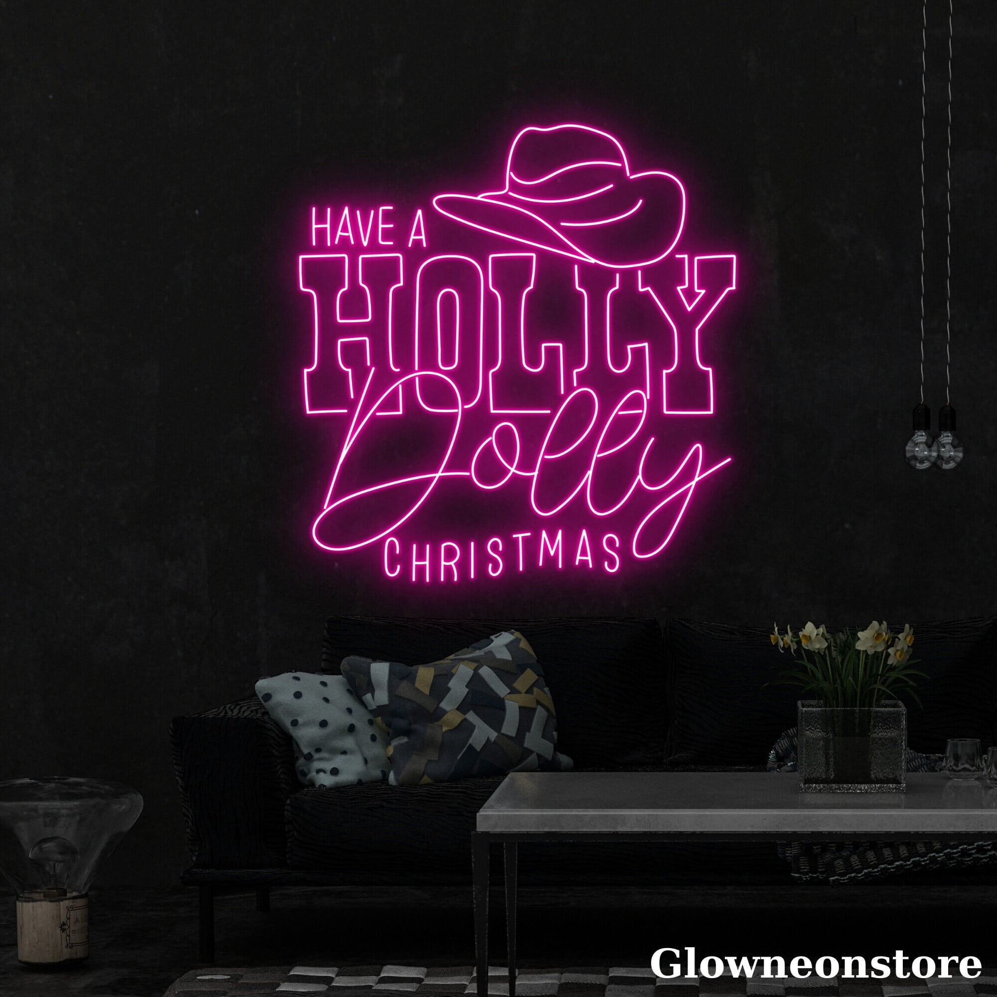 Glowneon Have A Holly Dolly Christmas Neon Sign, Holly Dolly Xmas Led ...