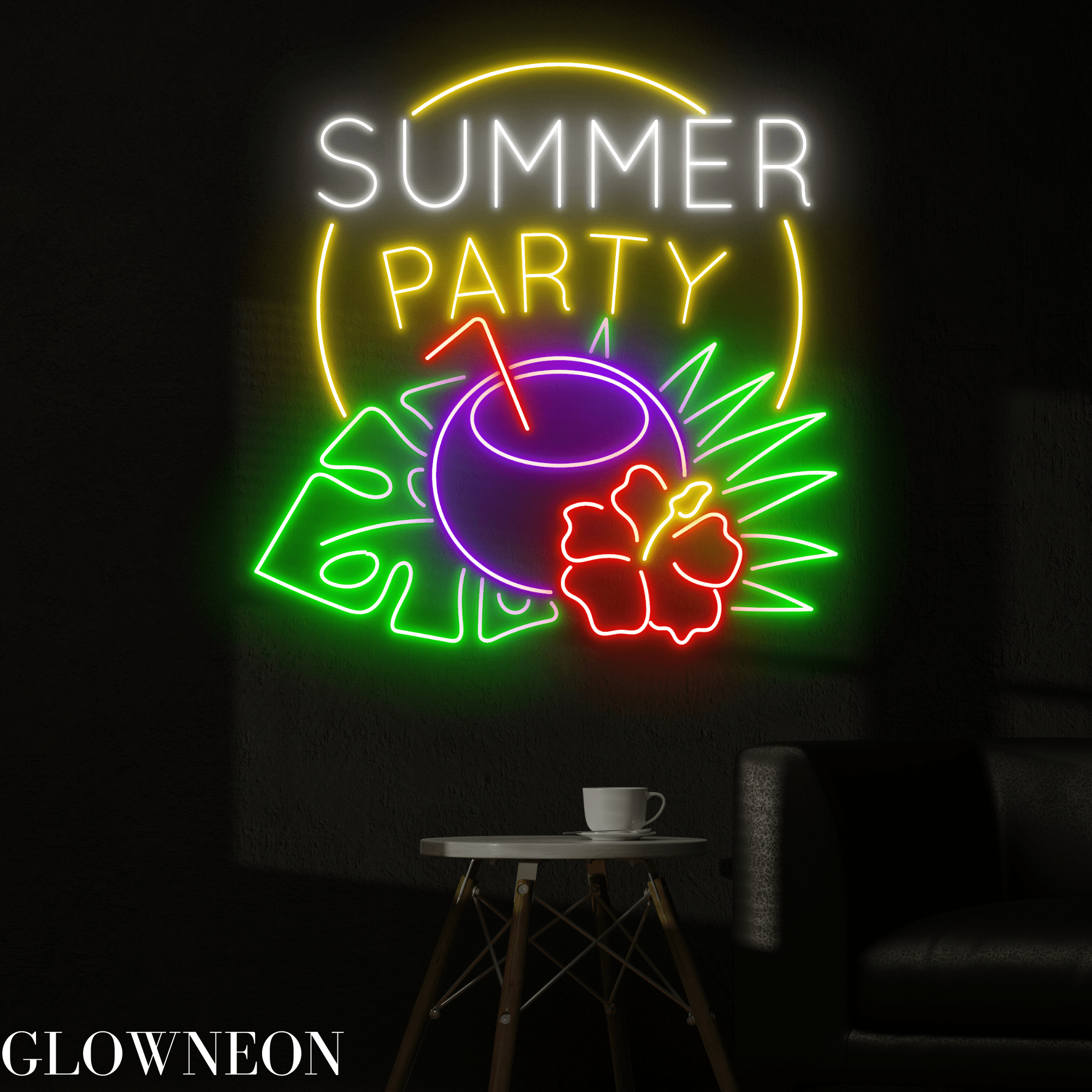Glowneon Hawaiian Summer Party Neon Sign, Summer Party Led ?Decor ...