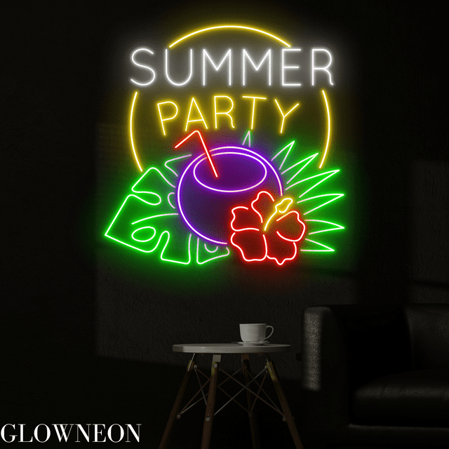 Glowneon Hawaiian Summer Party Neon Sign, Summer Party Led ?Decor ...