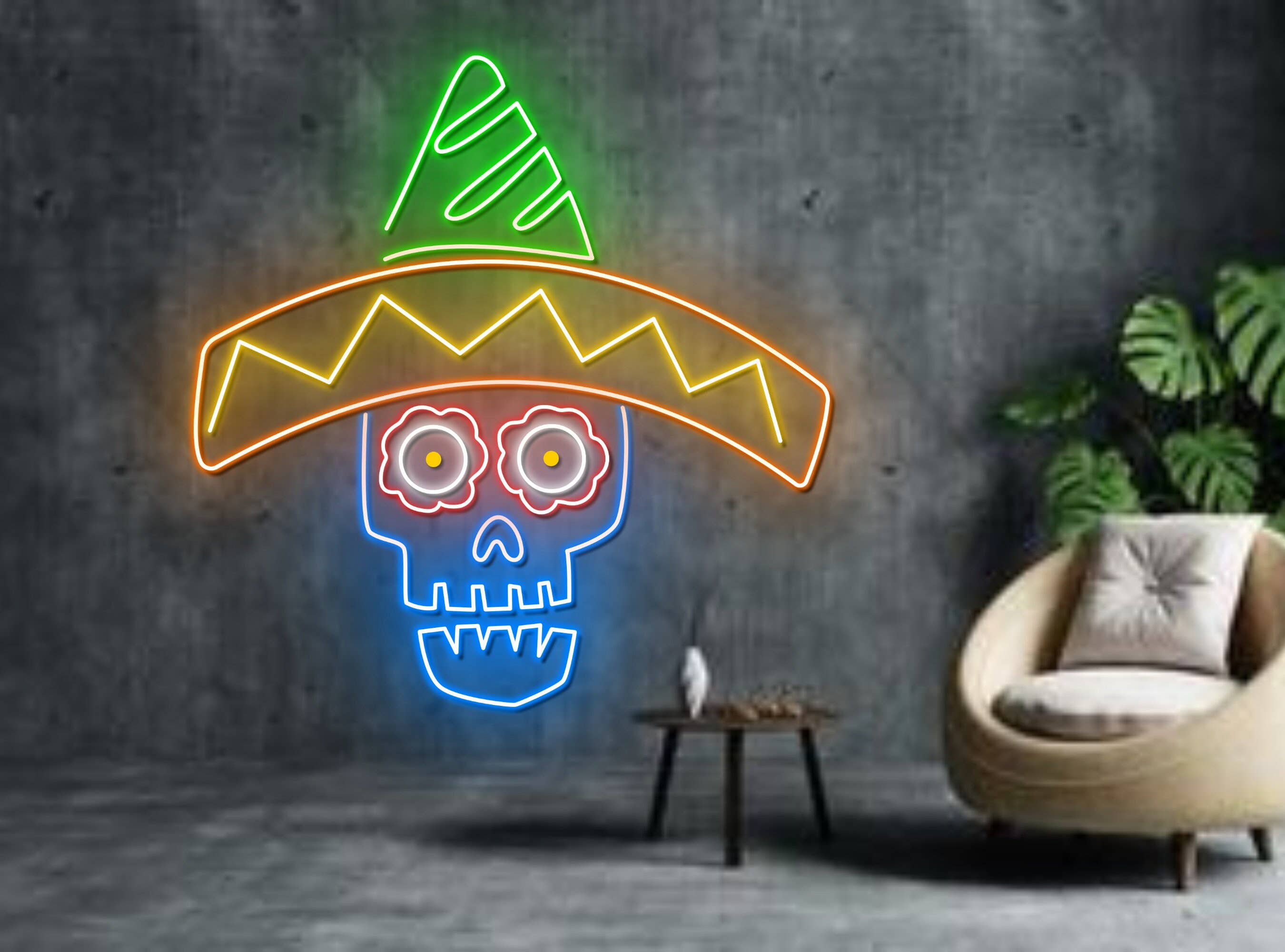 Glowneon Head Skull Neon Sign,Halloween Wall Art Light Decor - Walmart.com