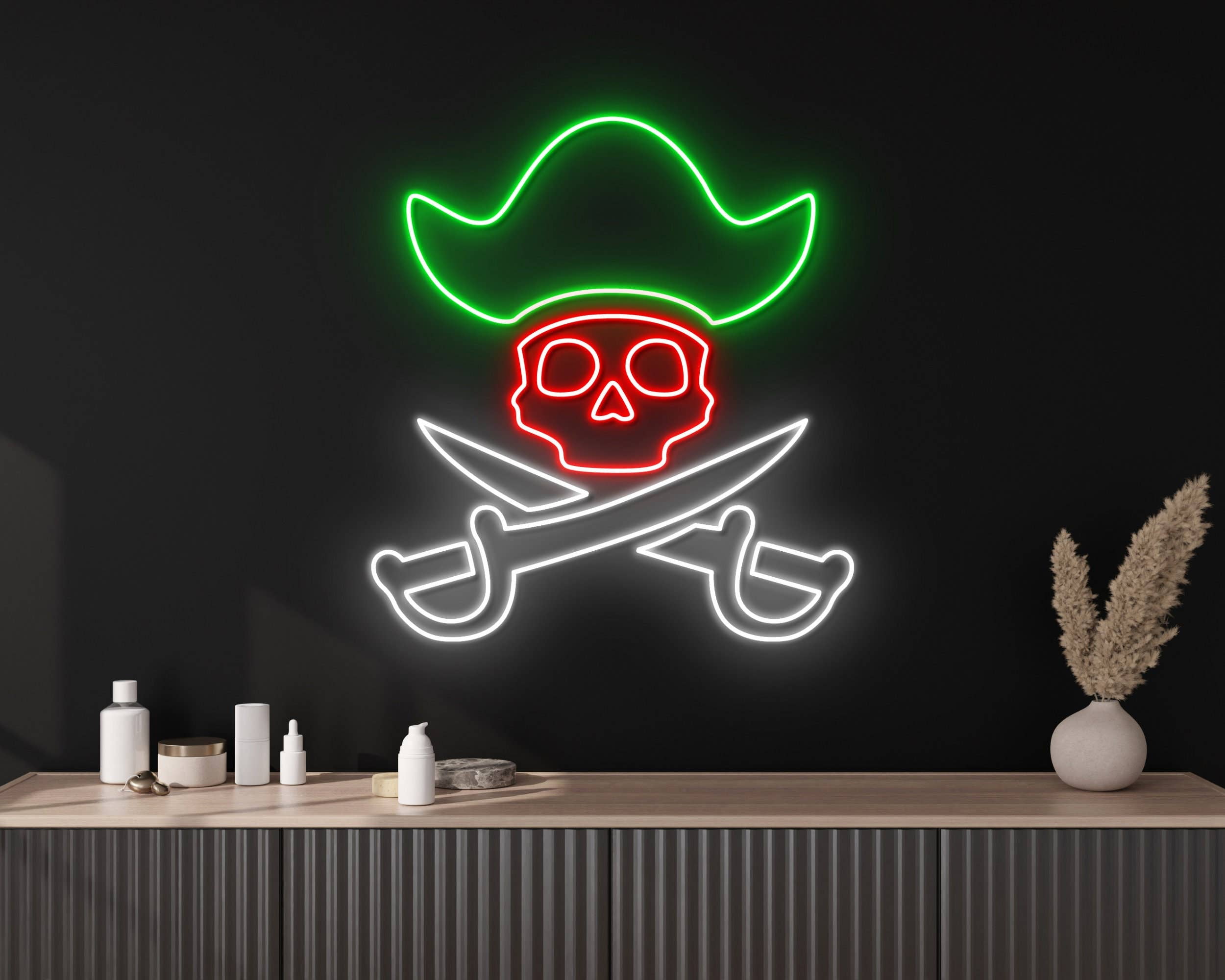 Glowneon Head Skull Pirate Privateer Buccaneer Neon Sign - Walmart.com