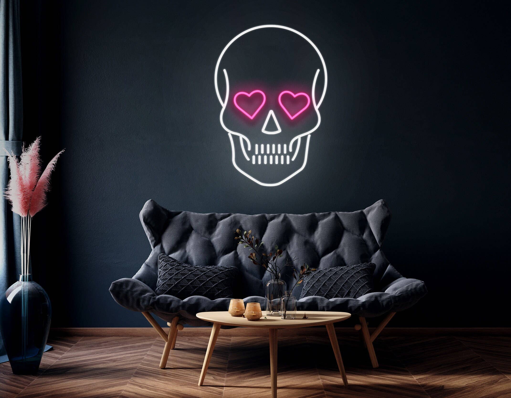 Glowneon Head Skull W/ Heart Eyes Neon Sign, Wall Art Decor - Walmart.com