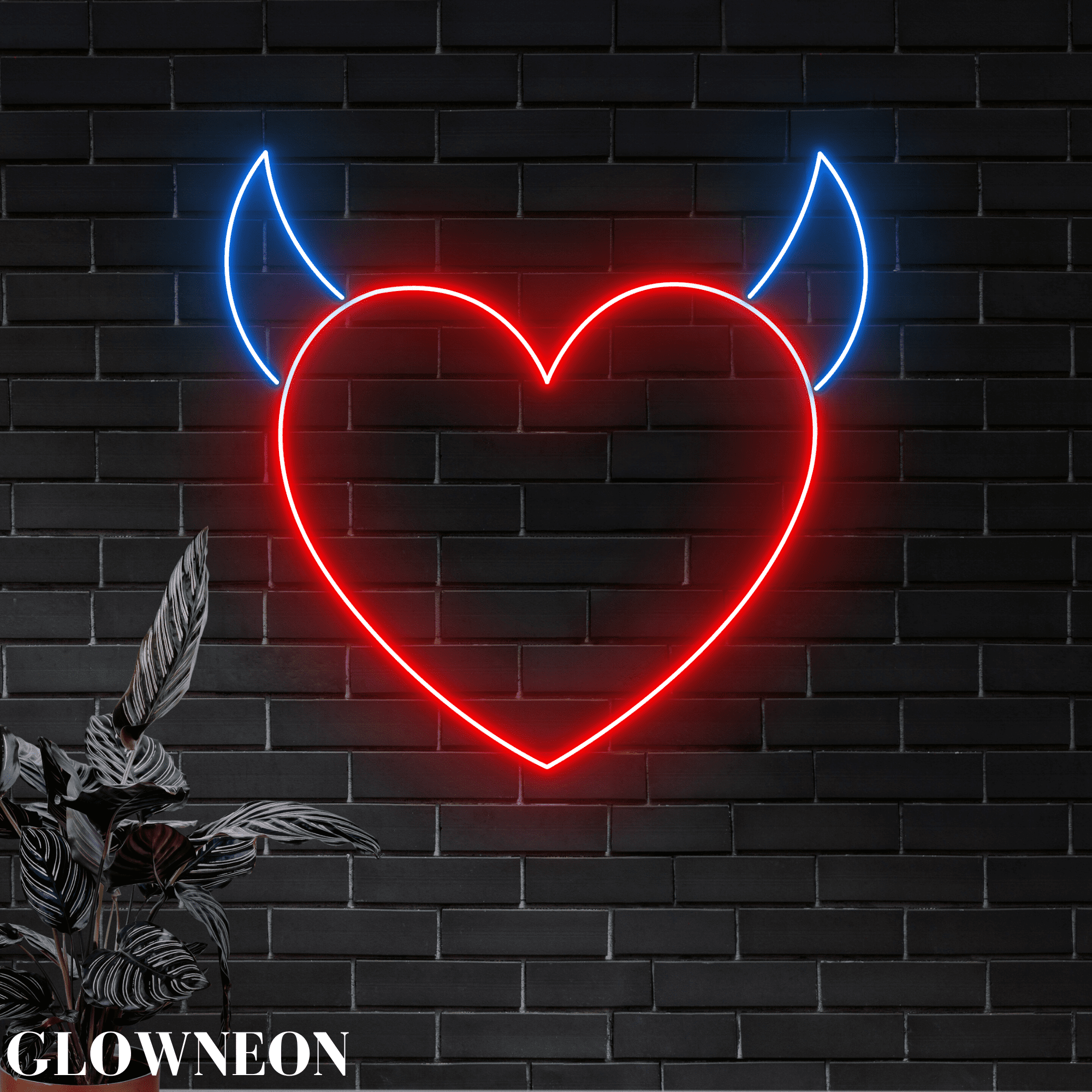 Glowneon Heart Devil Neon Sign, Evil Heart Led Sign, Wedding Wall Art ...
