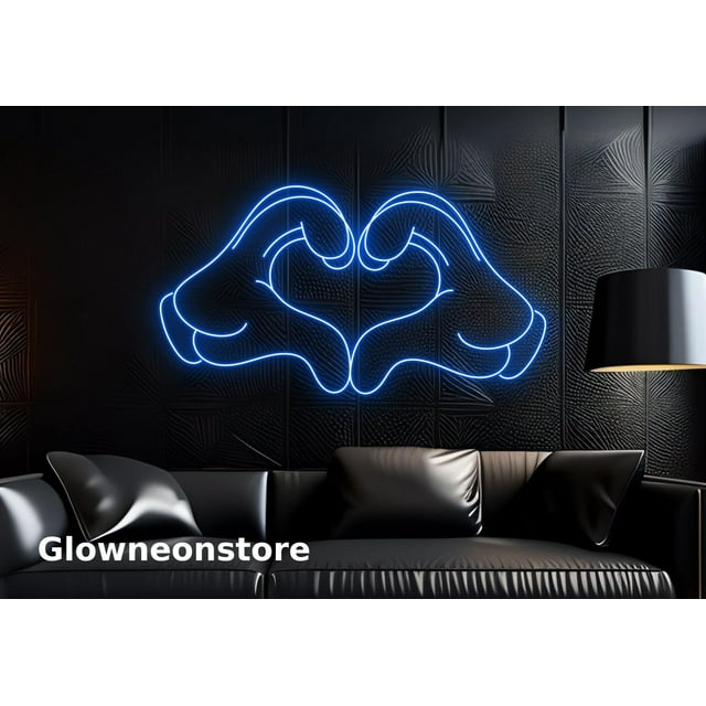 Glowneon Heart Hands Neon Sign, Hands Making Heart Led Sign, Romance ...
