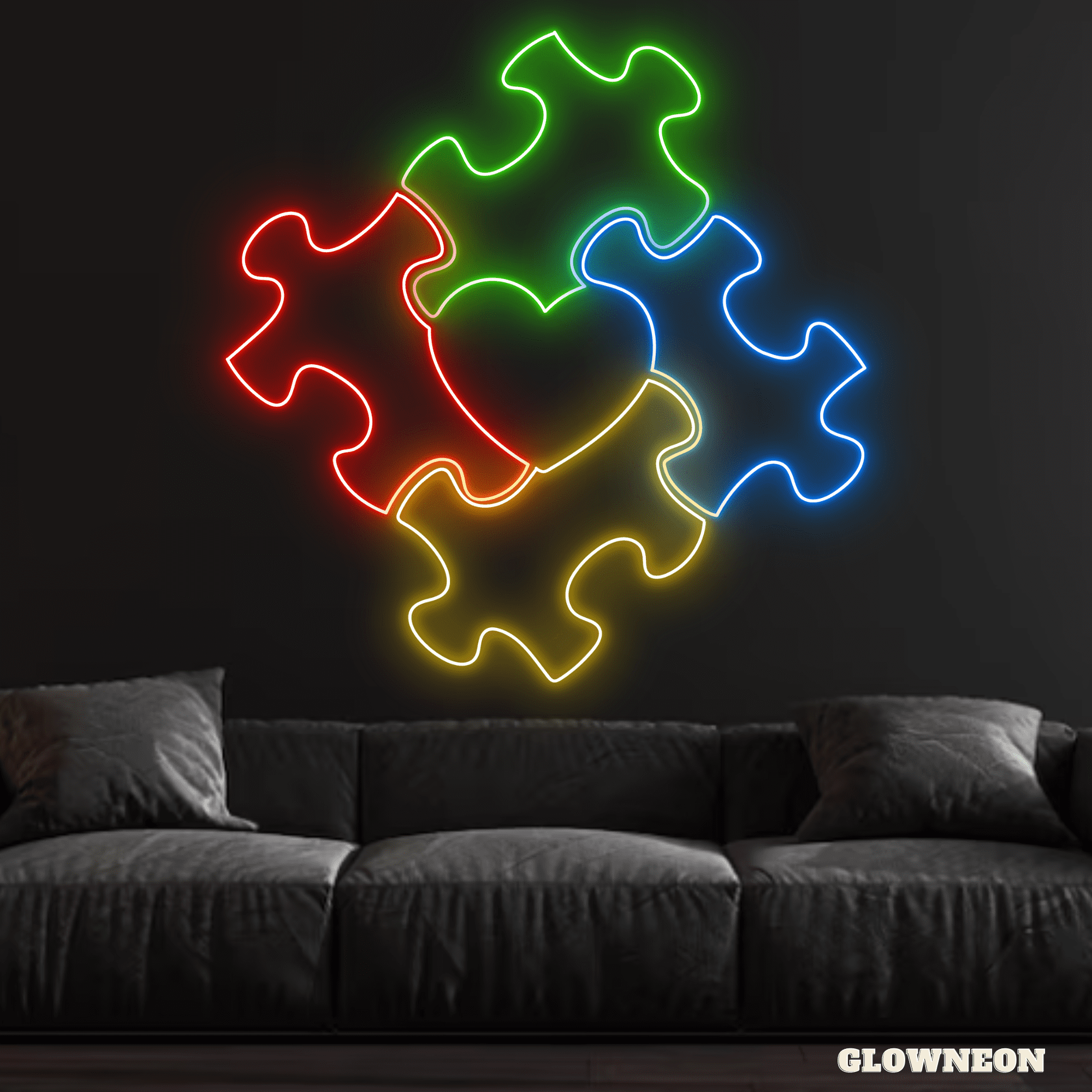 Glowneon Heart Jigsaw Puzzle Neon Sign, Jigsaw Puzzle Decor - Walmart.com