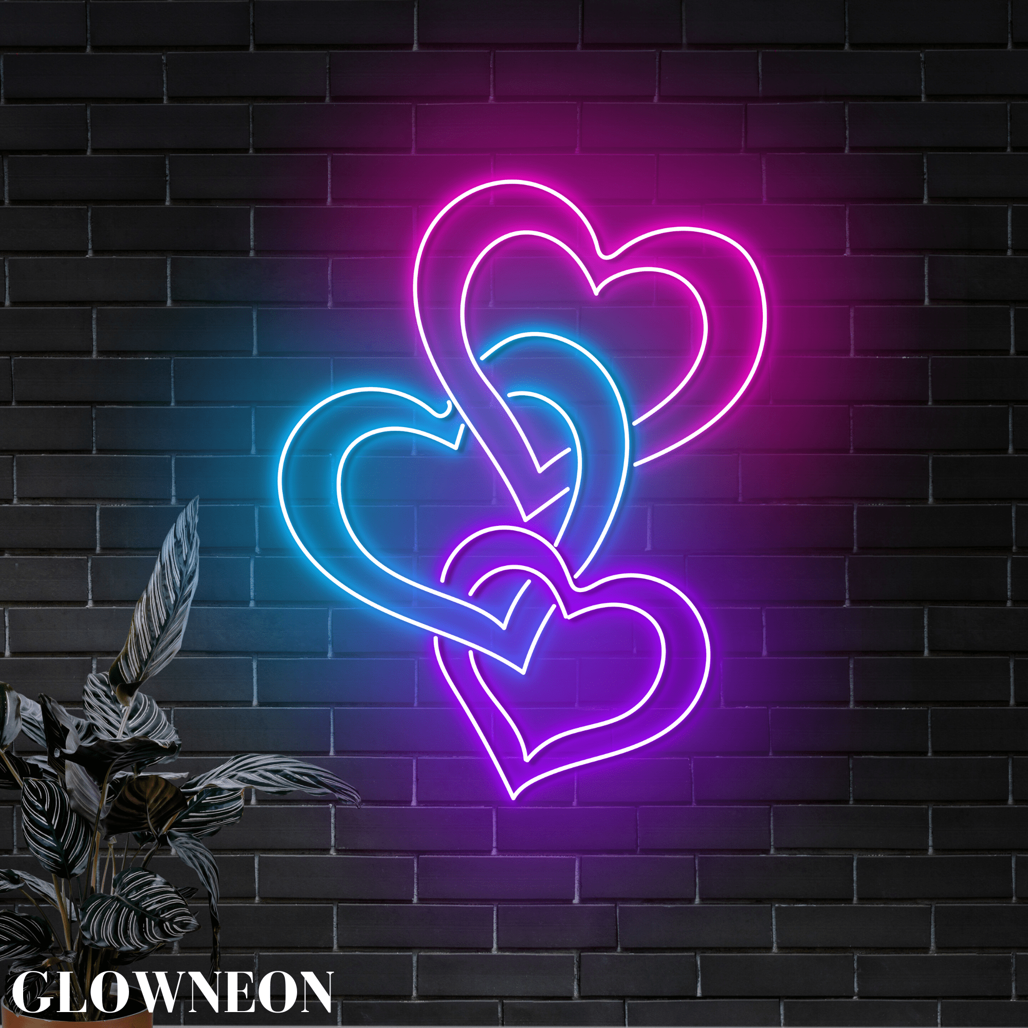 Glowneon Heart Led Light Sign, Valentine Wall Art, Wedding Wall Decor ...