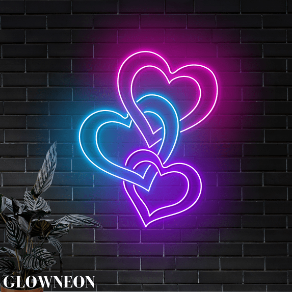 Glowneon Heart Led Light Sign, Valentine Wall Art, Wedding Wall Decor ...